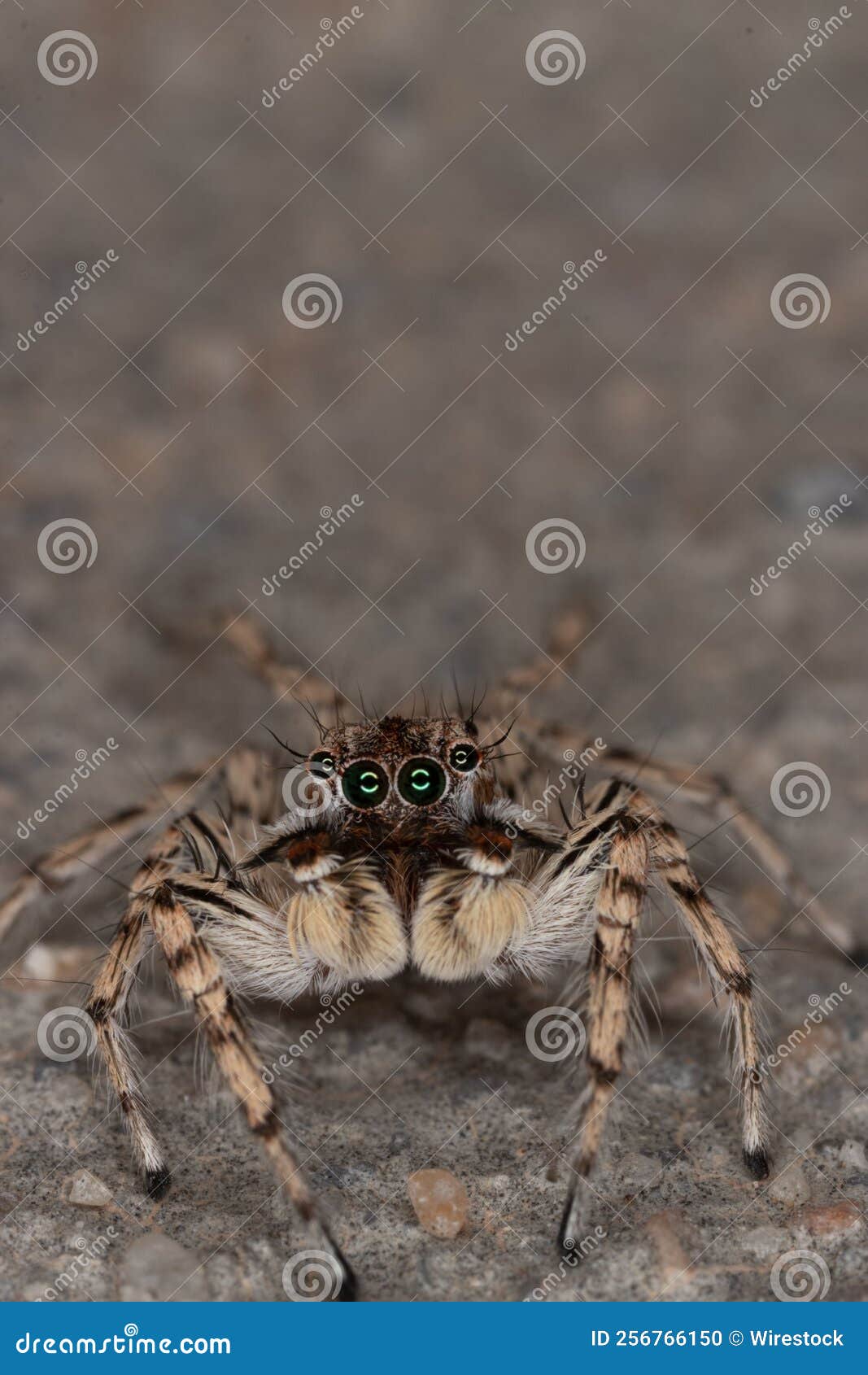 Vertical Shot of a Small Hairy Jumping Spider with Long Legs on the ...