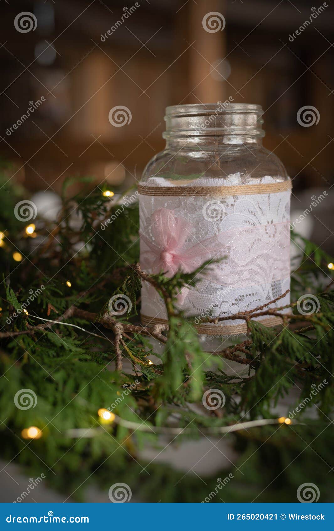 Vertical Shot of a Small Ornamental Container during a Warm, Rustic ...