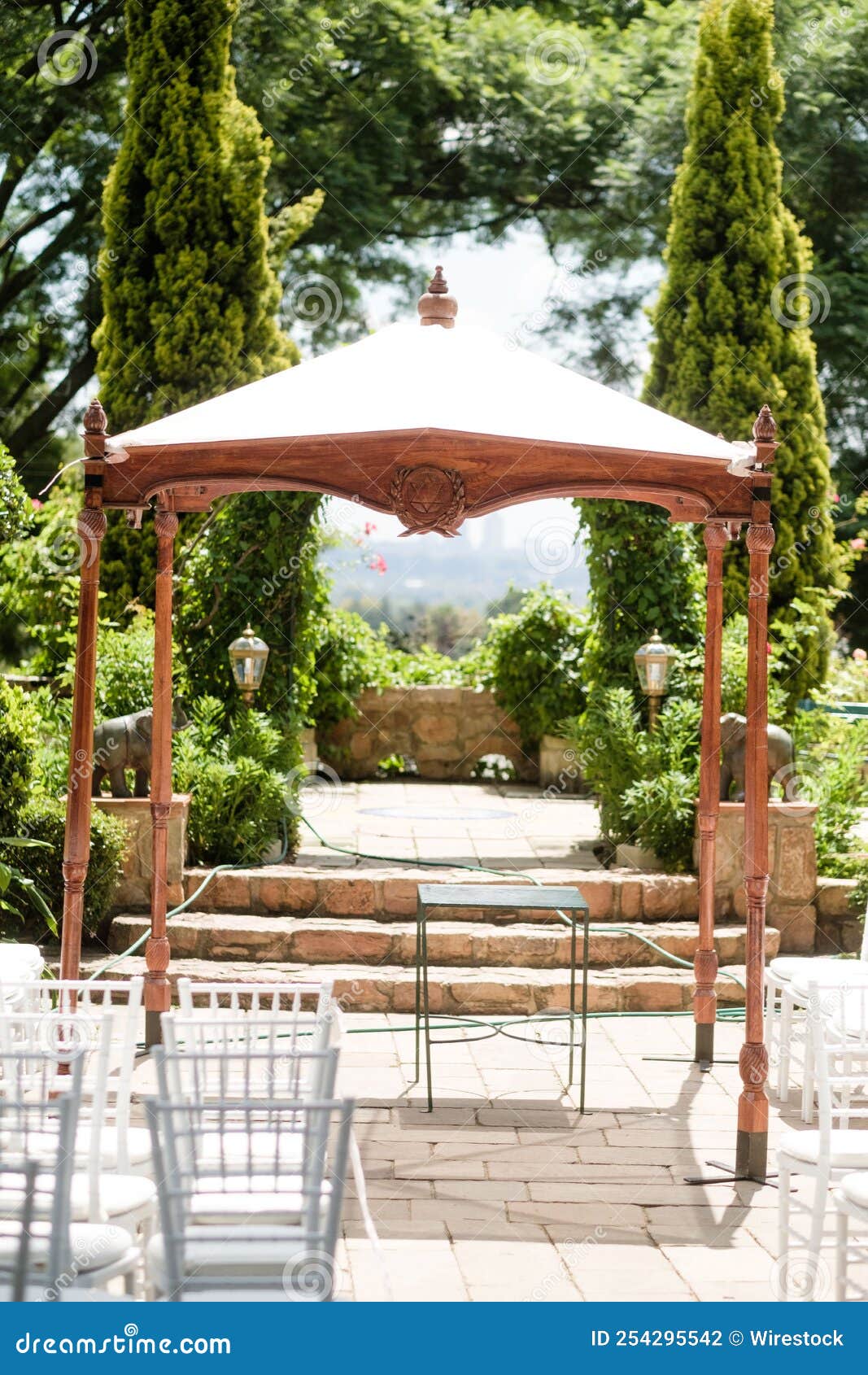 Vertical Shot of a Small Pavilion in a Backyard Stock Photo - Image of ...