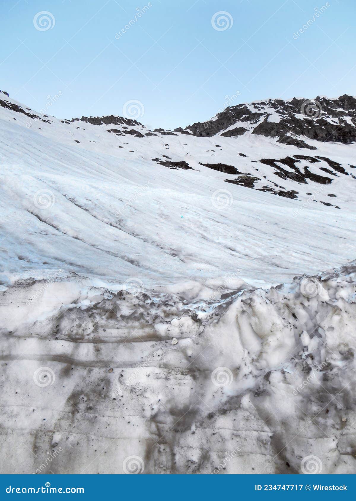 Vertical Shot of a Snow-covered Slope of a High Mountain Stock Image ...