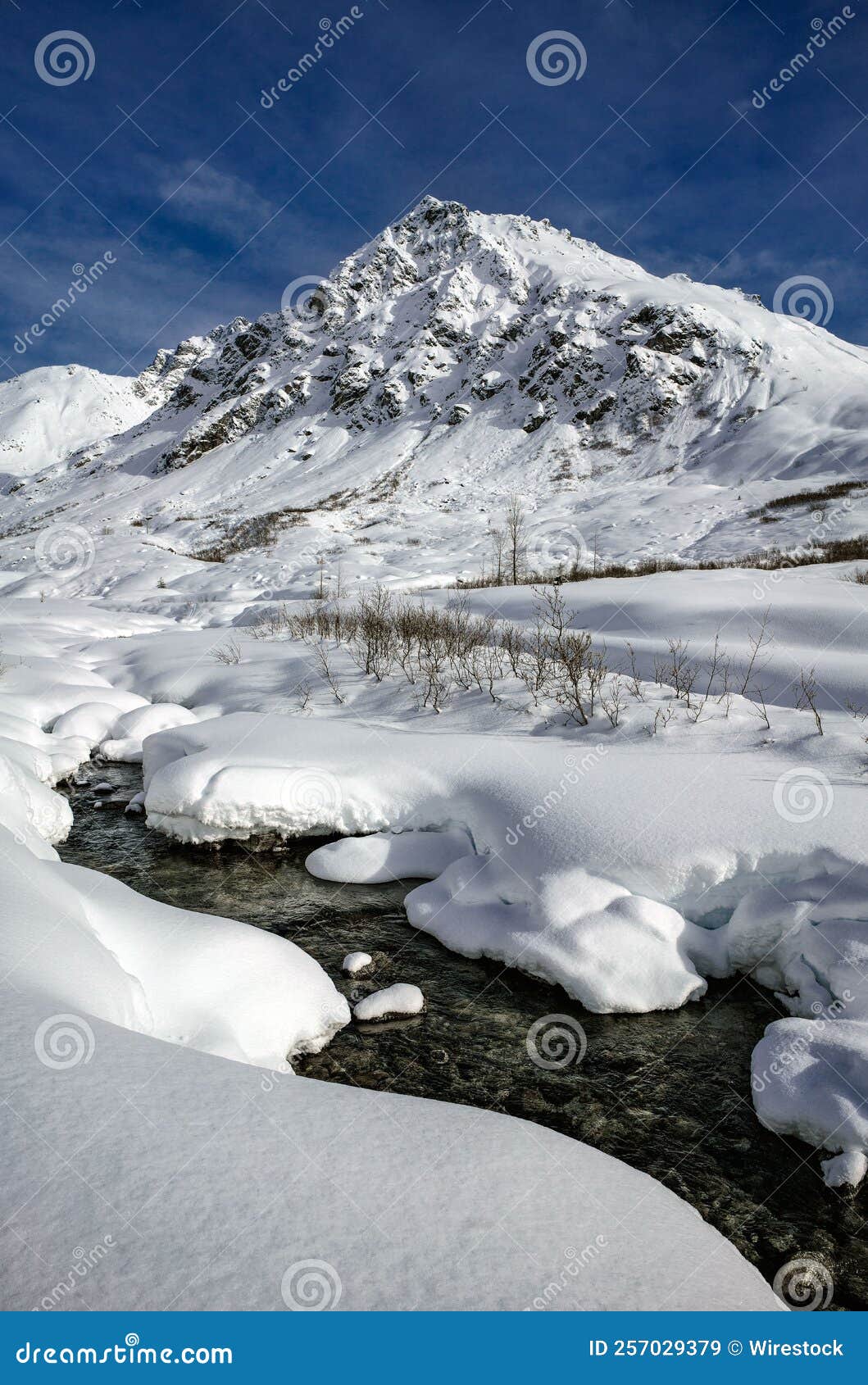 Vertical Shot of a Snowy Hatcher Pass in the Highlands Stock Image ...
