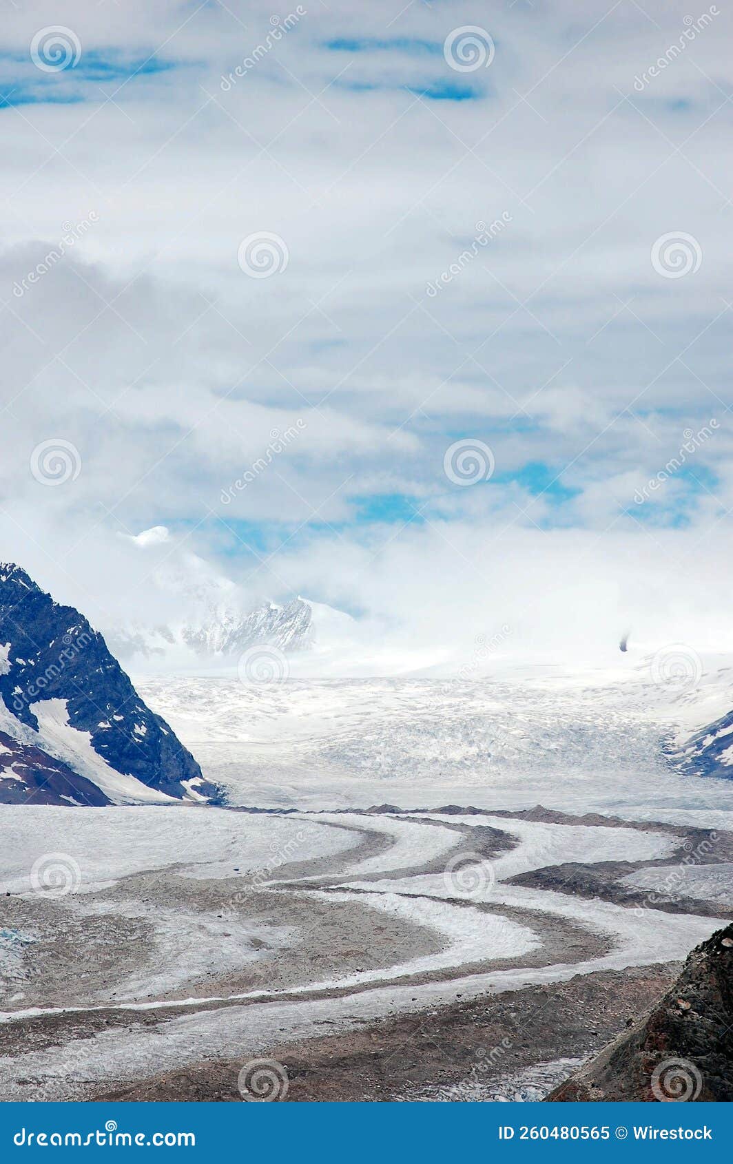 Vertical Shot of the Snowy Path in the Mountains Stock Image - Image of ...
