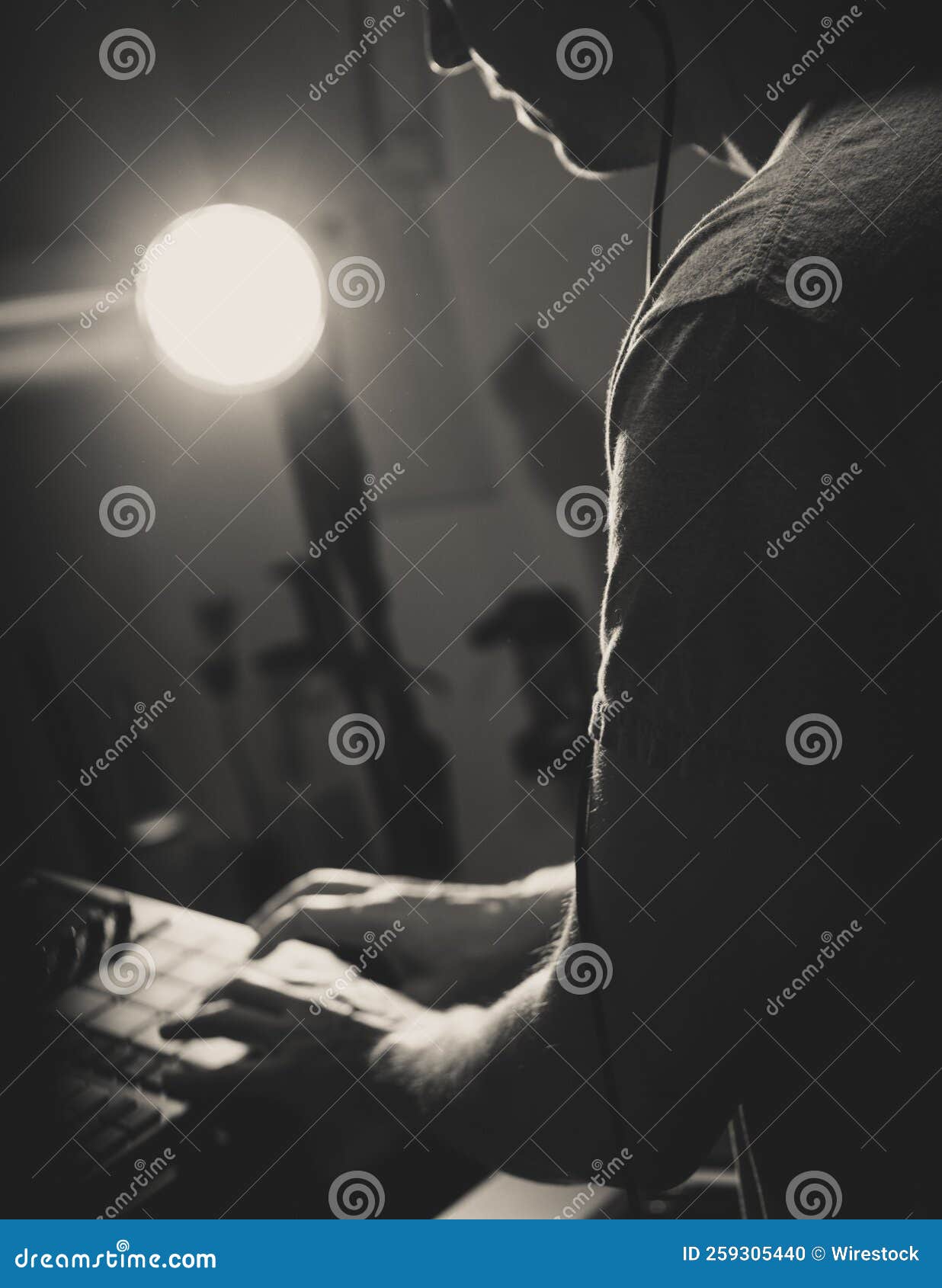 Vertical Shot of a Sound Engineer Over a Mixing Console Stock Photo ...