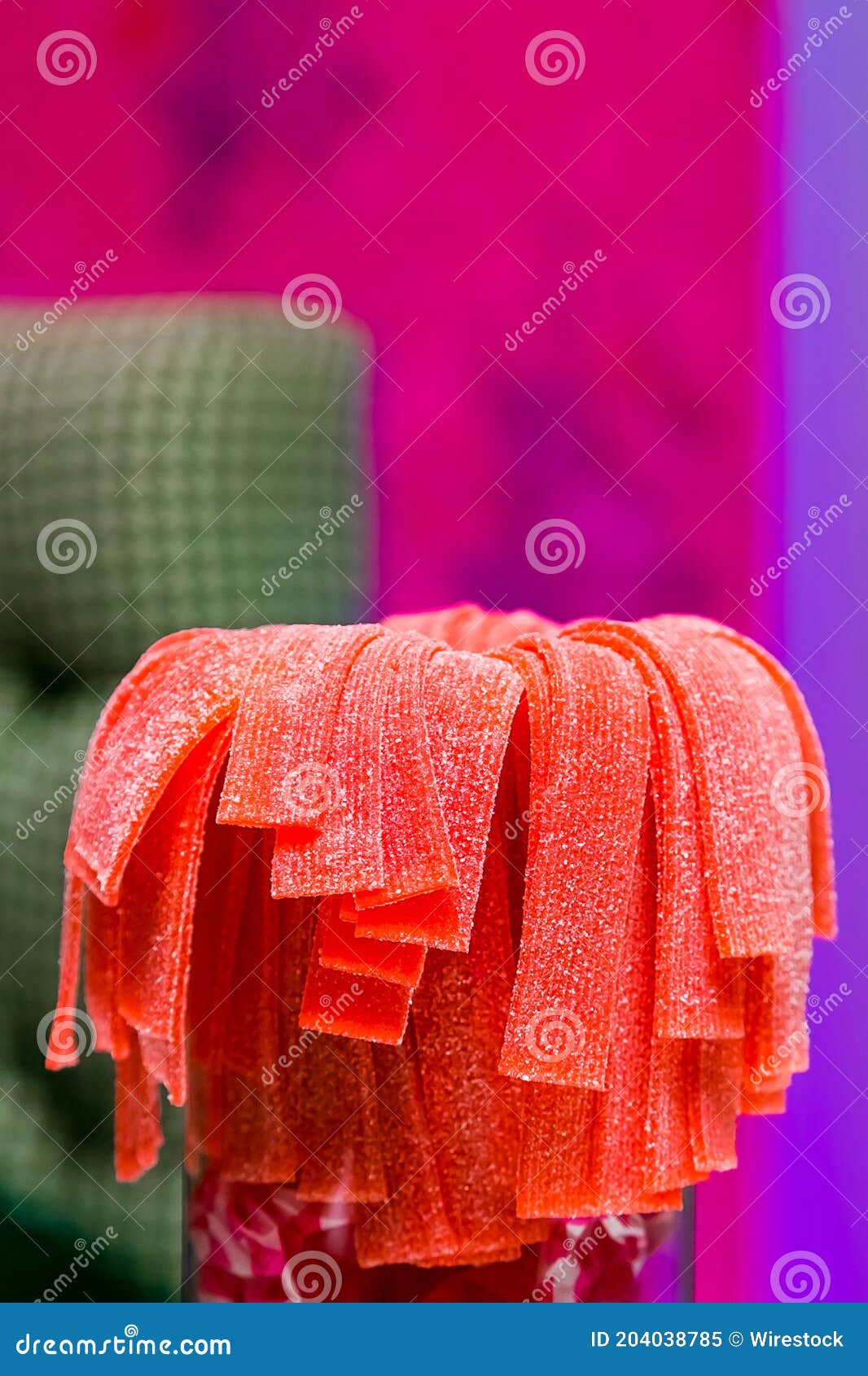 Vertical Shot of Sour Red Candy Strips Stock Image - Image of strip ...