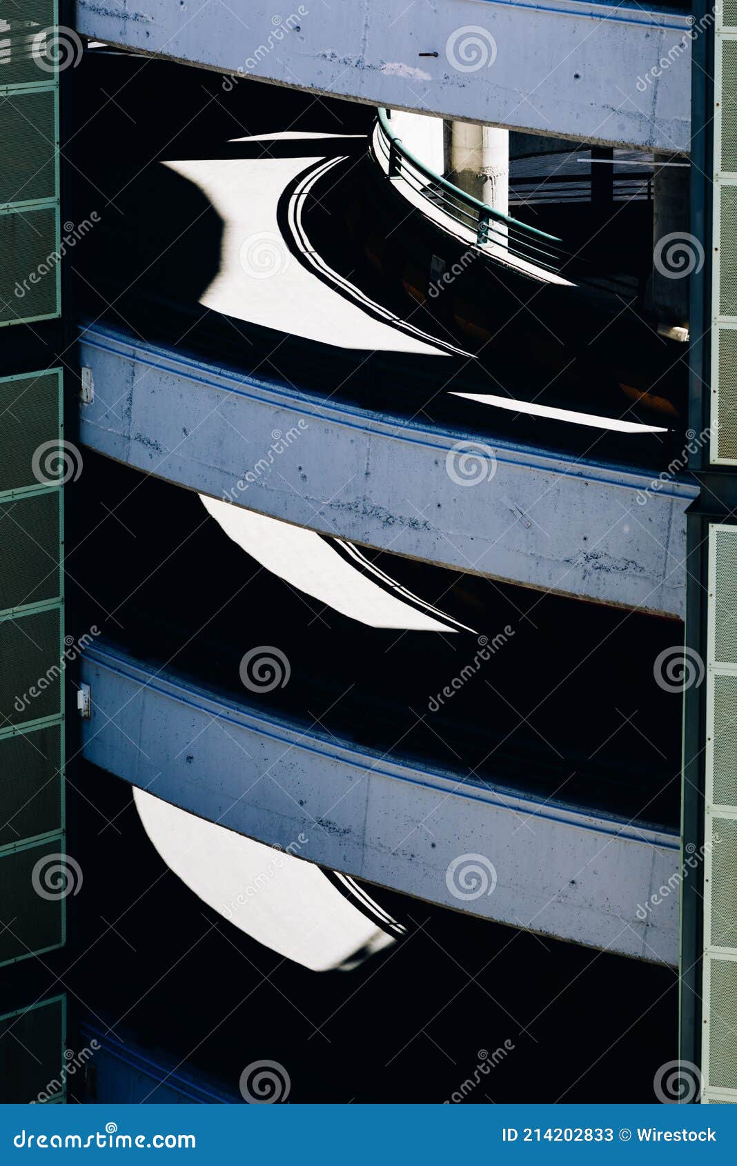 Vertical Shot of a Spiral Ramp in a Concrete Parking Garage Stock Image ...