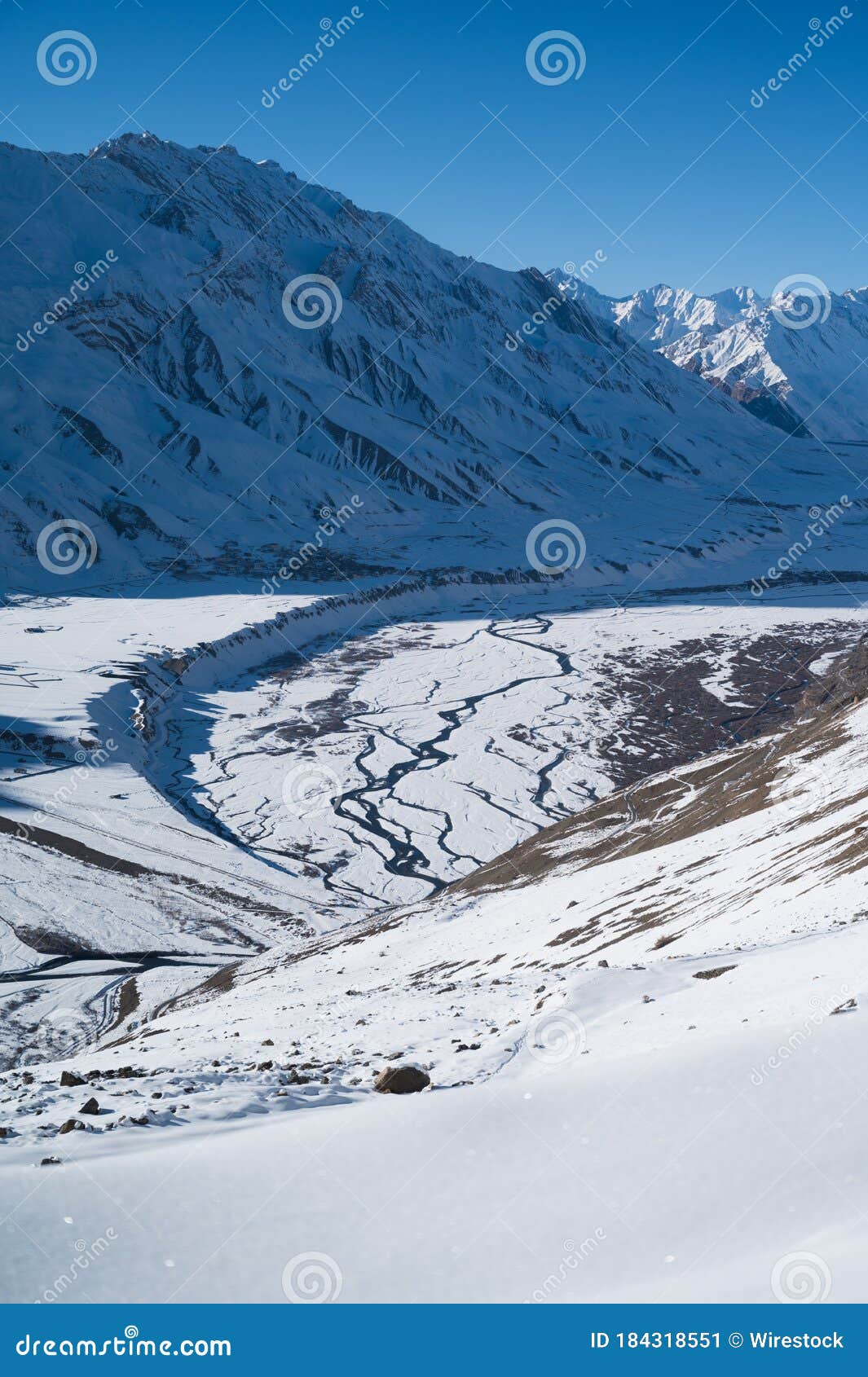 Vertical Shot of Spiti Valley, Kaza in Winter Stock Image - Image of ...