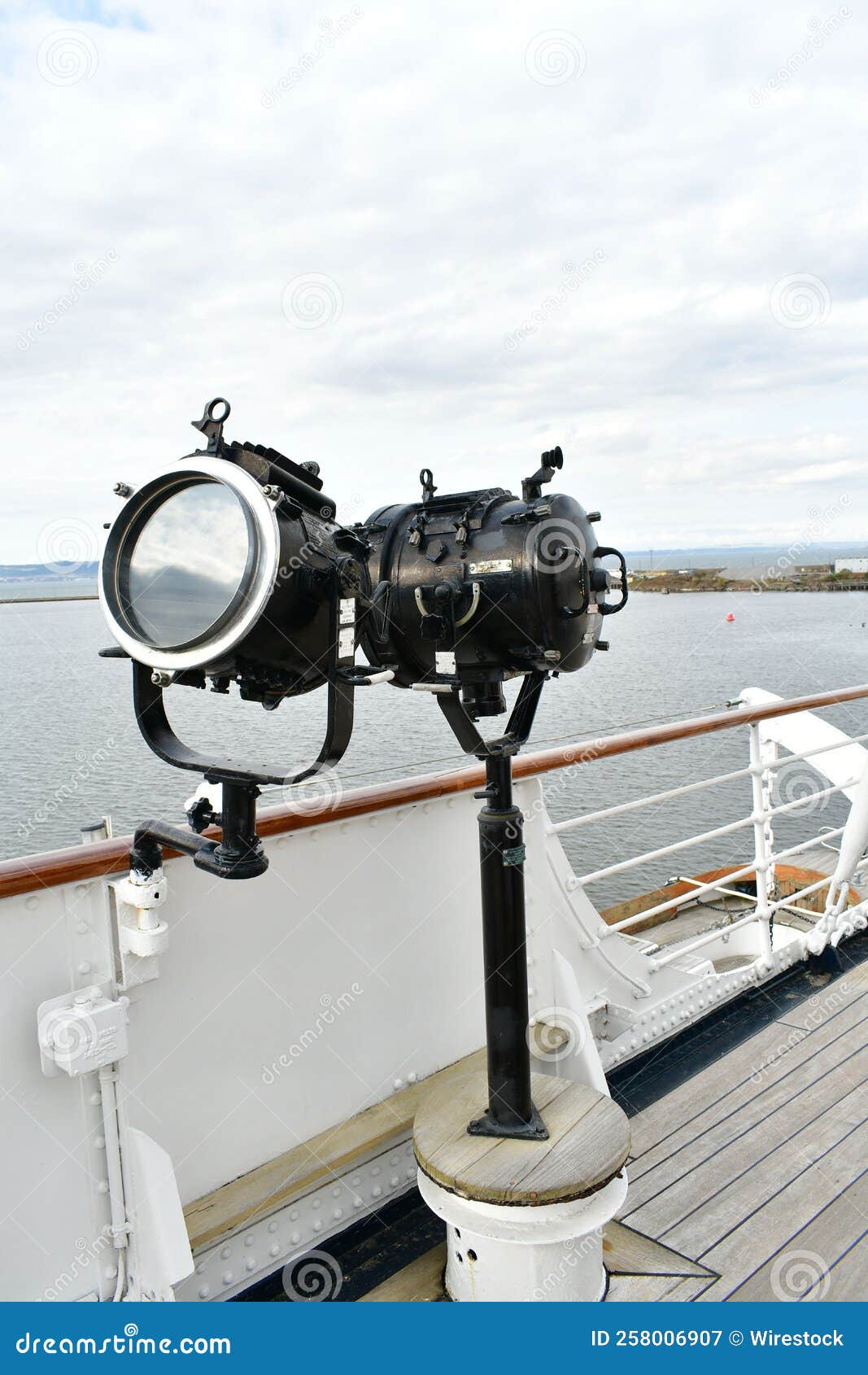 Vertical Shot of Spotlights on a Ship S Deck Stock Image - Image of ...