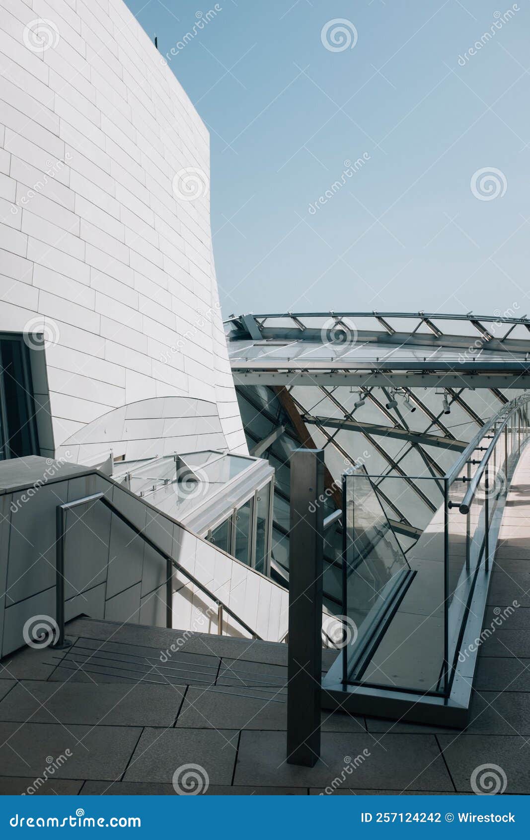 Vertical Shot of a Staircase of a Modern Beige Building Stock Photo ...