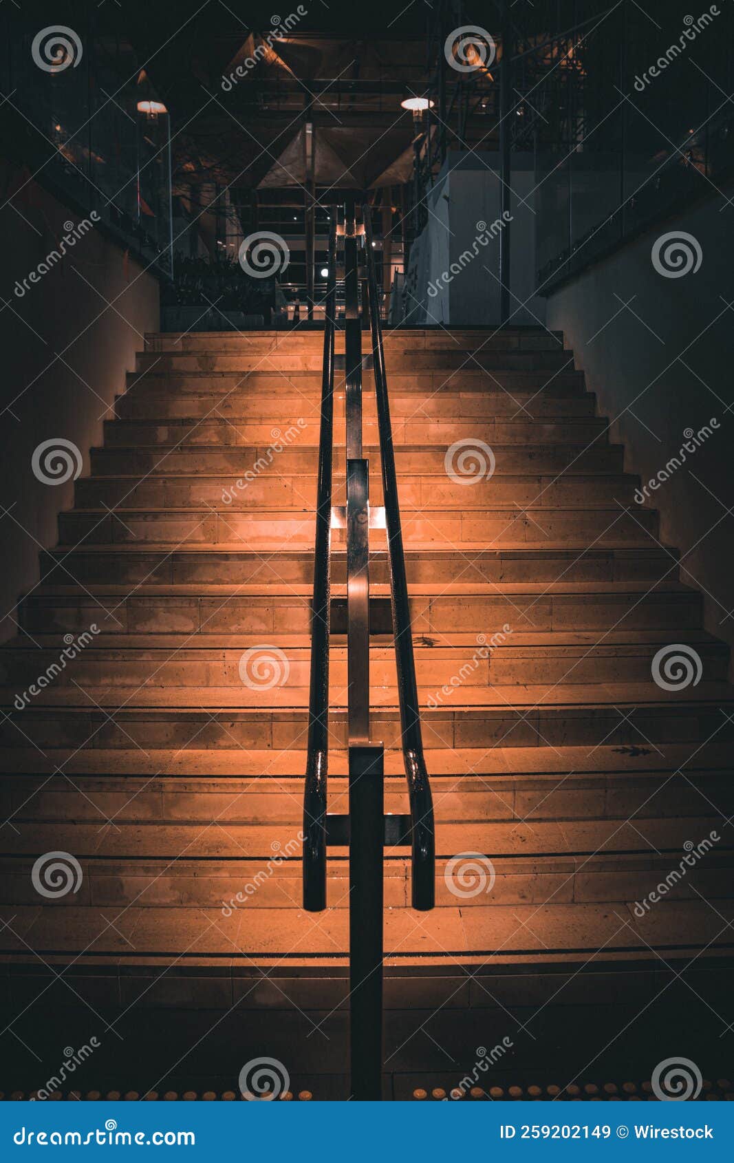 Vertical Shot of Stairs Inside a Cafe Illuminated by Lights Editorial ...