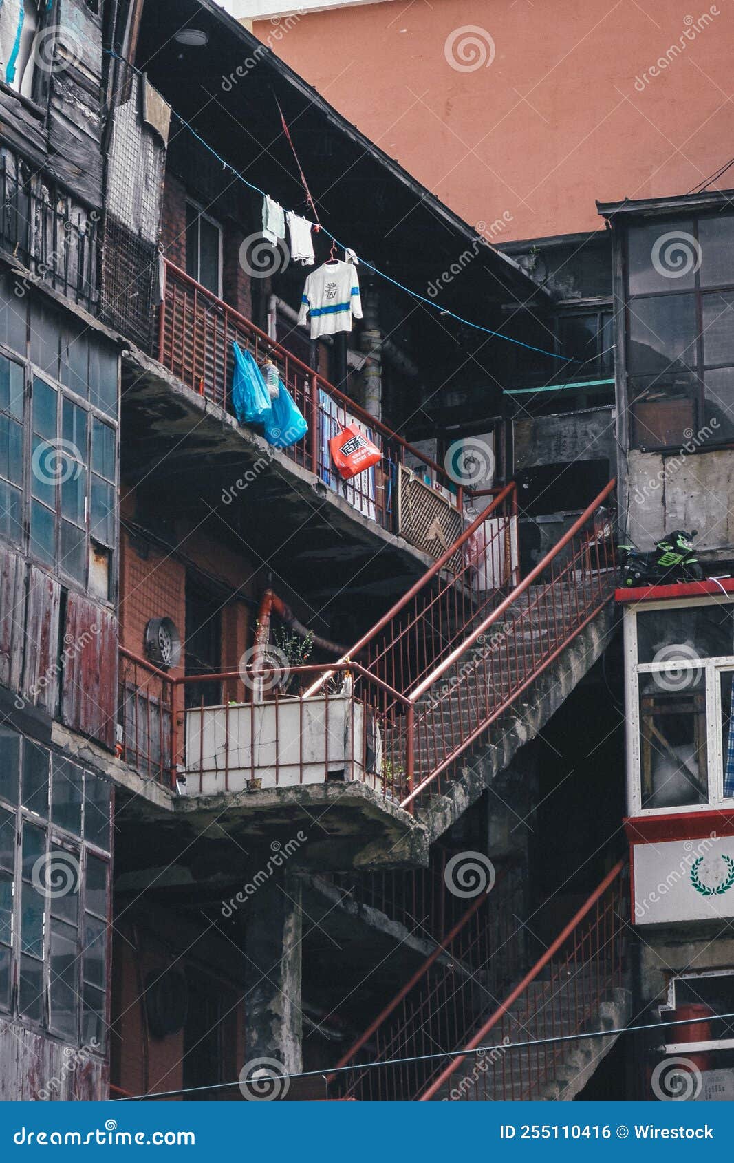 Vertical Shot of a Stairway Leading into Homes Stock Photo - Image of ...