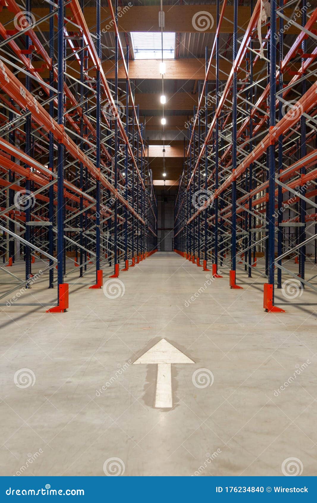 Vertical Shot of Storage Racks in a Warehouse Stock Photo - Image of ...