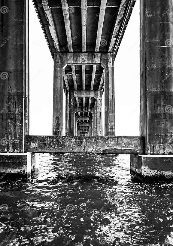 Vertical Shot of the Structural Pillars of the Bridge from Underneath ...