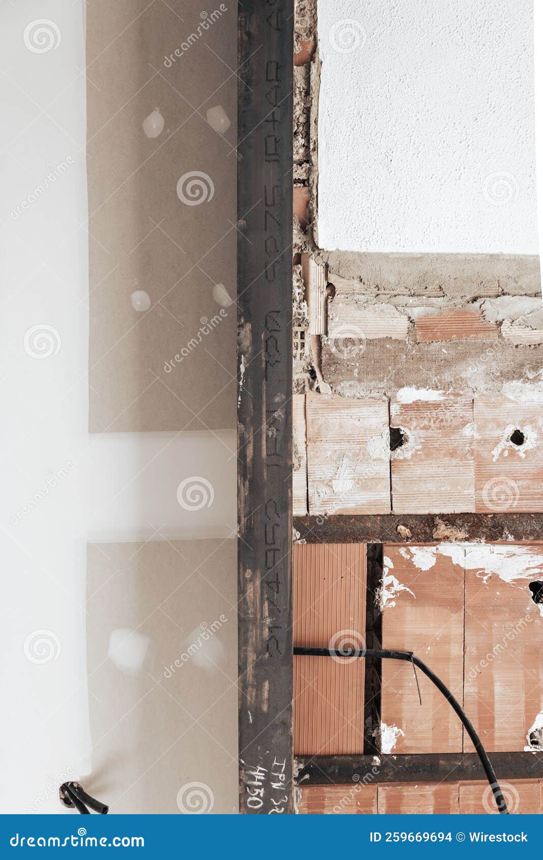 Vertical Shot of the Structures Inside Under Renovation Wall Stock ...