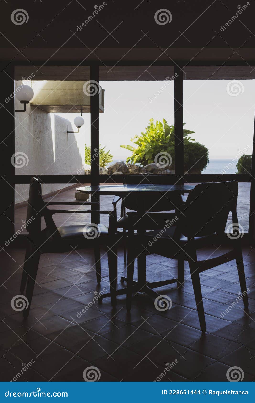 Vertical Shot of Table and Shairs on Empty Room Stock Photo - Image of ...