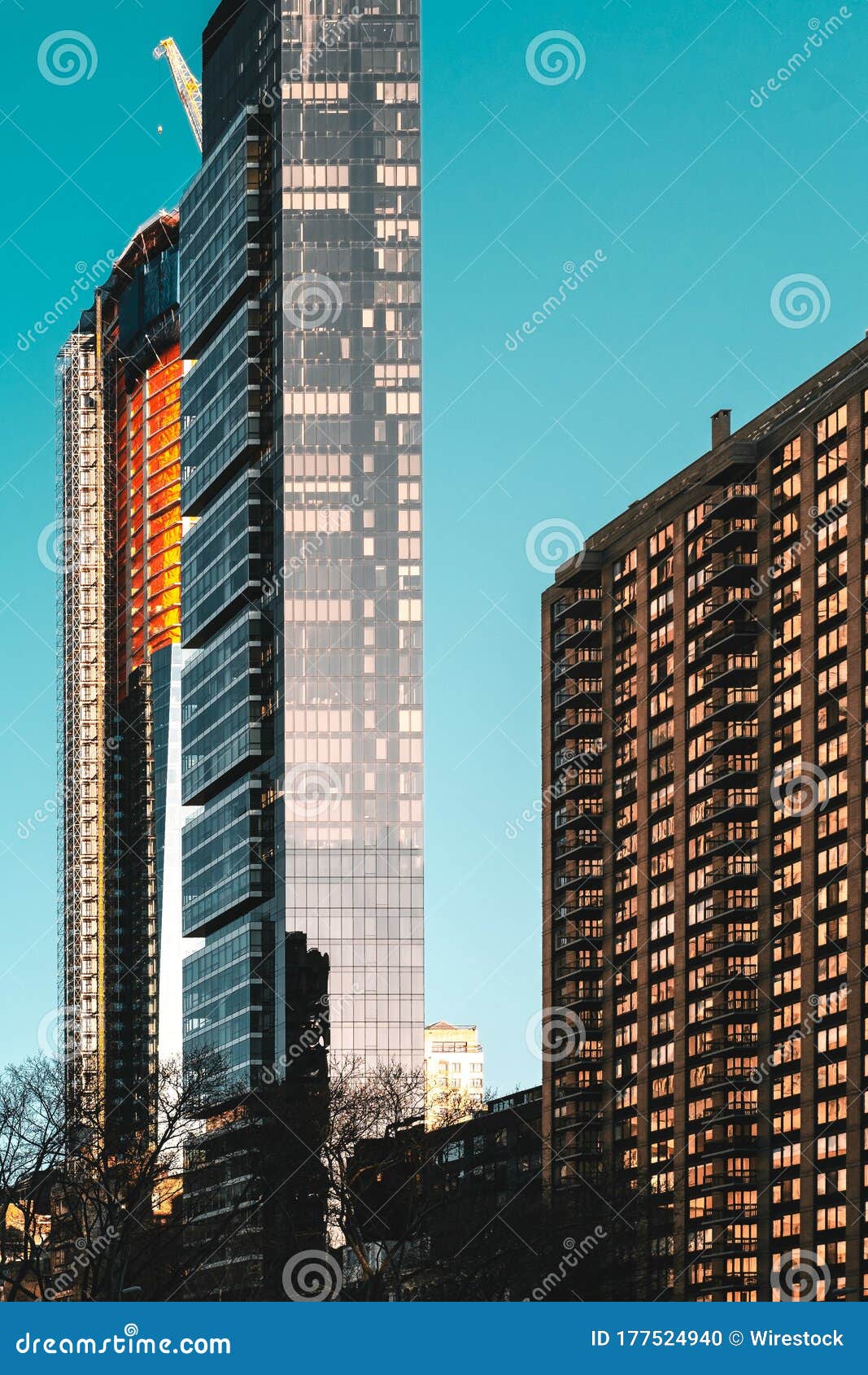 Vertical Shot of Tall Modern Architectural Buildings with Clear Sky in ...