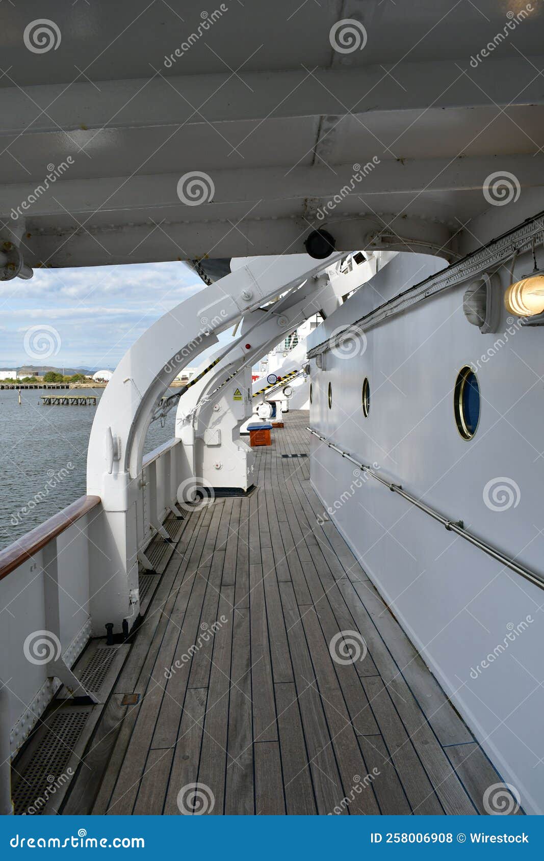 Vertical Shot of a Teak Deck Hallway in a Ship Stock Photo - Image of ...