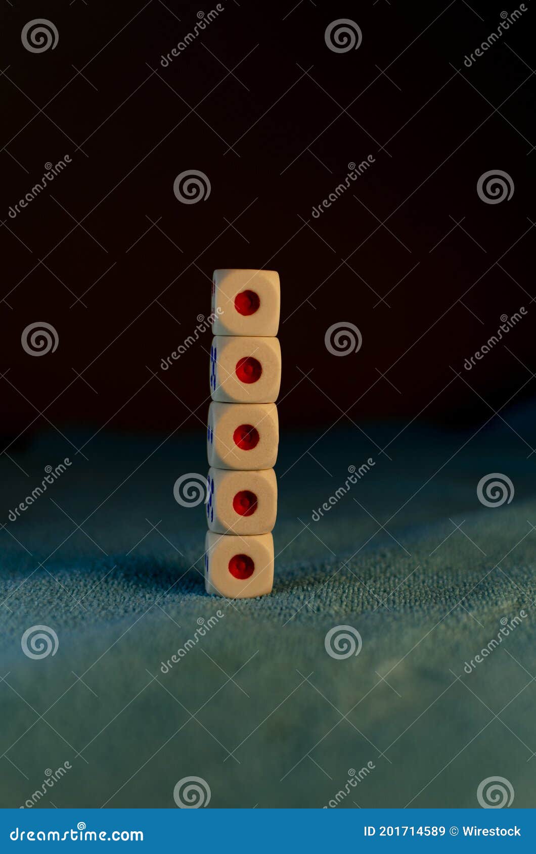 Vertical Shot of Tower of Five Dice Number One Stock Image - Image of ...