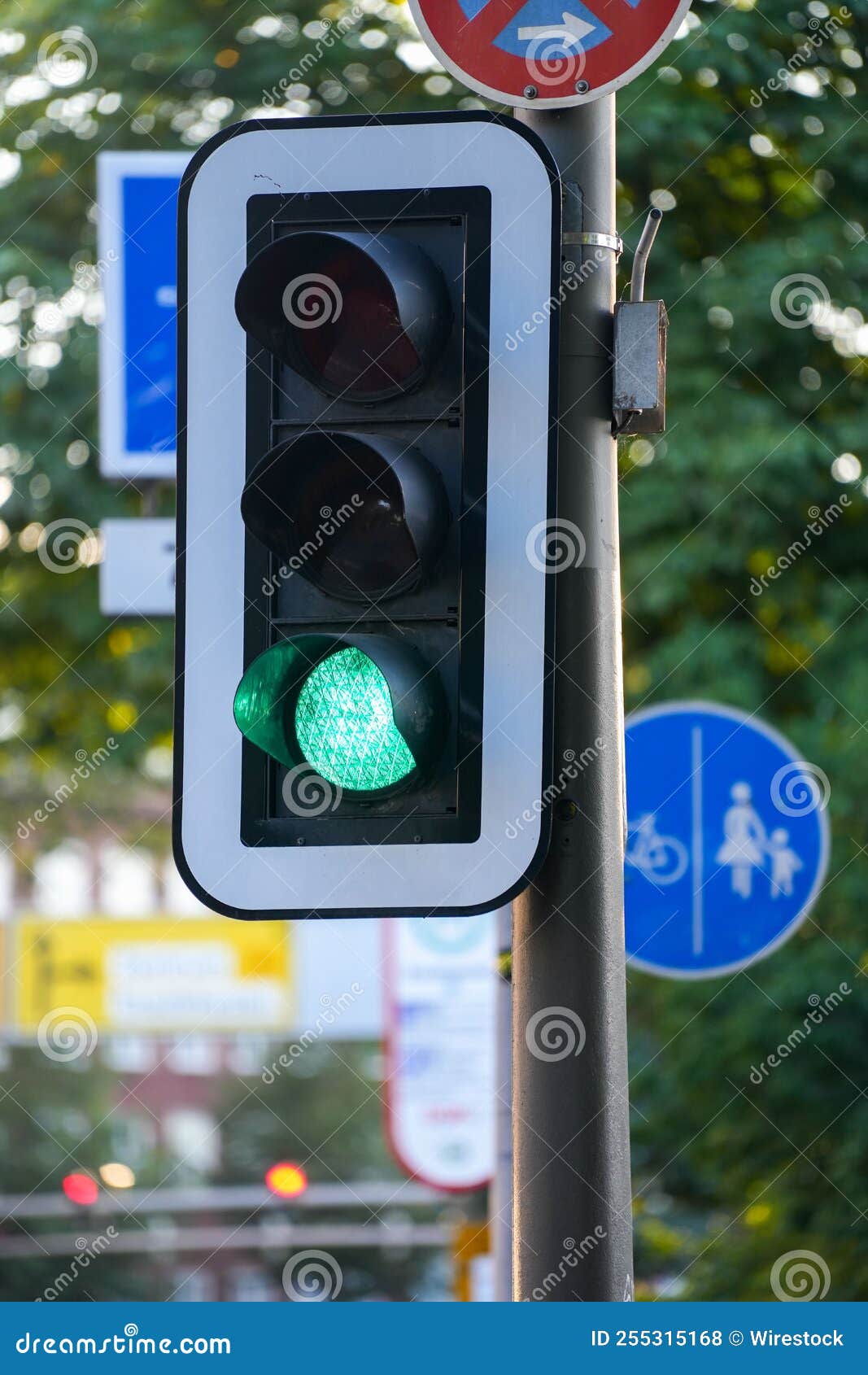 Vertical Shot of a Traffic Light Sign Showing Green Stock Photo - Image ...