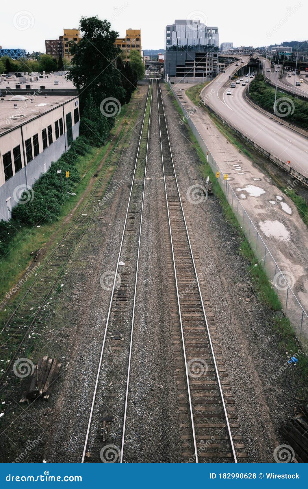 Vertical Shot of a Train Track in a City Stock Photo - Image of ...