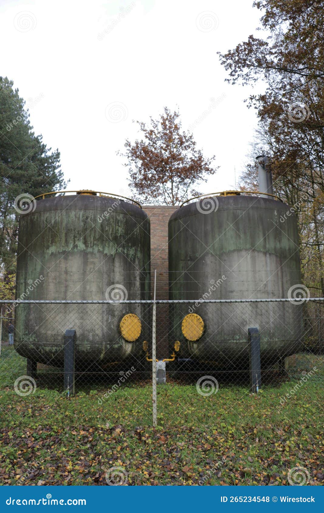 Vertical Shot of Two Massive Water Tanks in a Forest in Waterloopbos ...