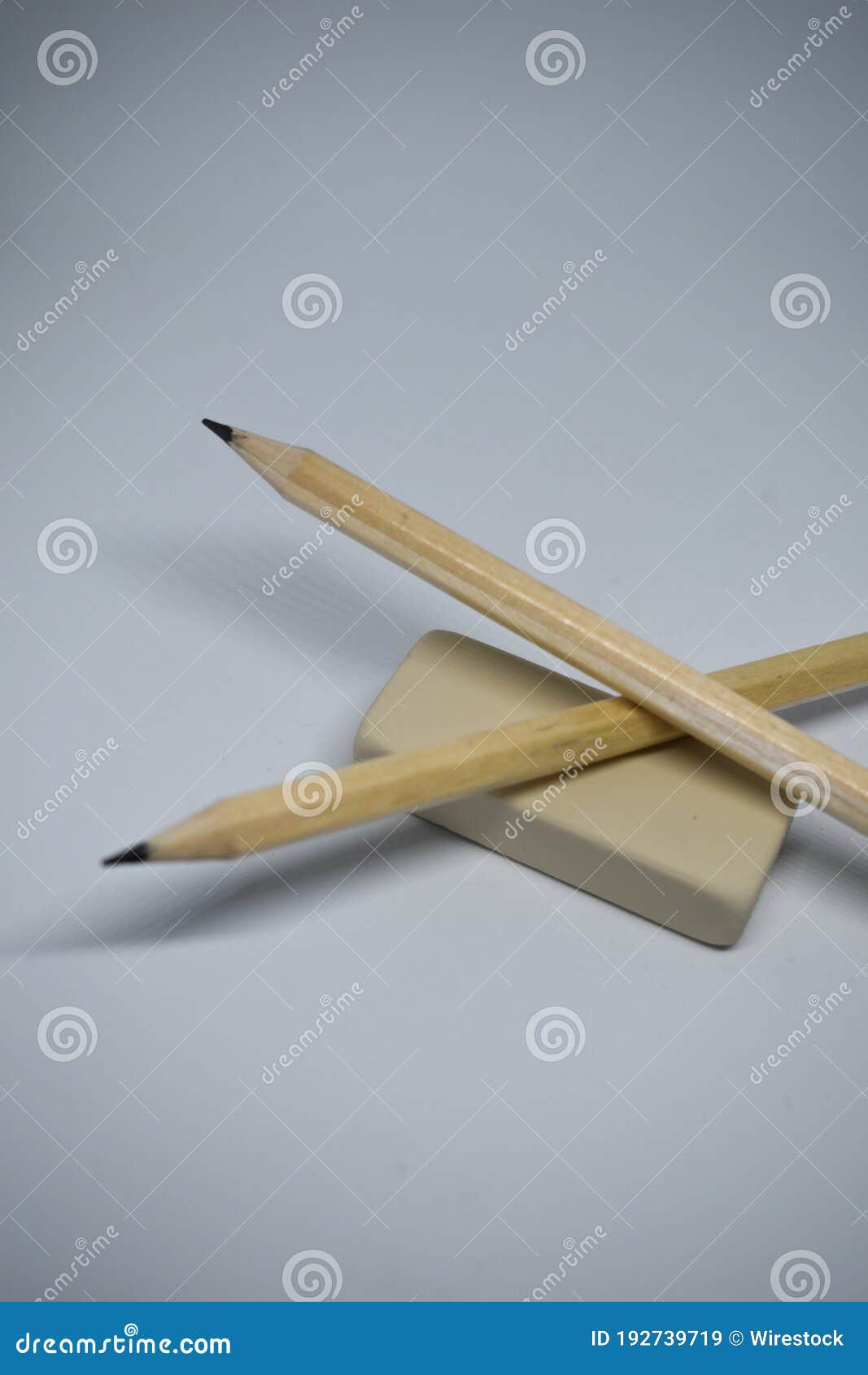 Vertical Shot of Two Pencils on an Eraser Stock Image - Image of study ...