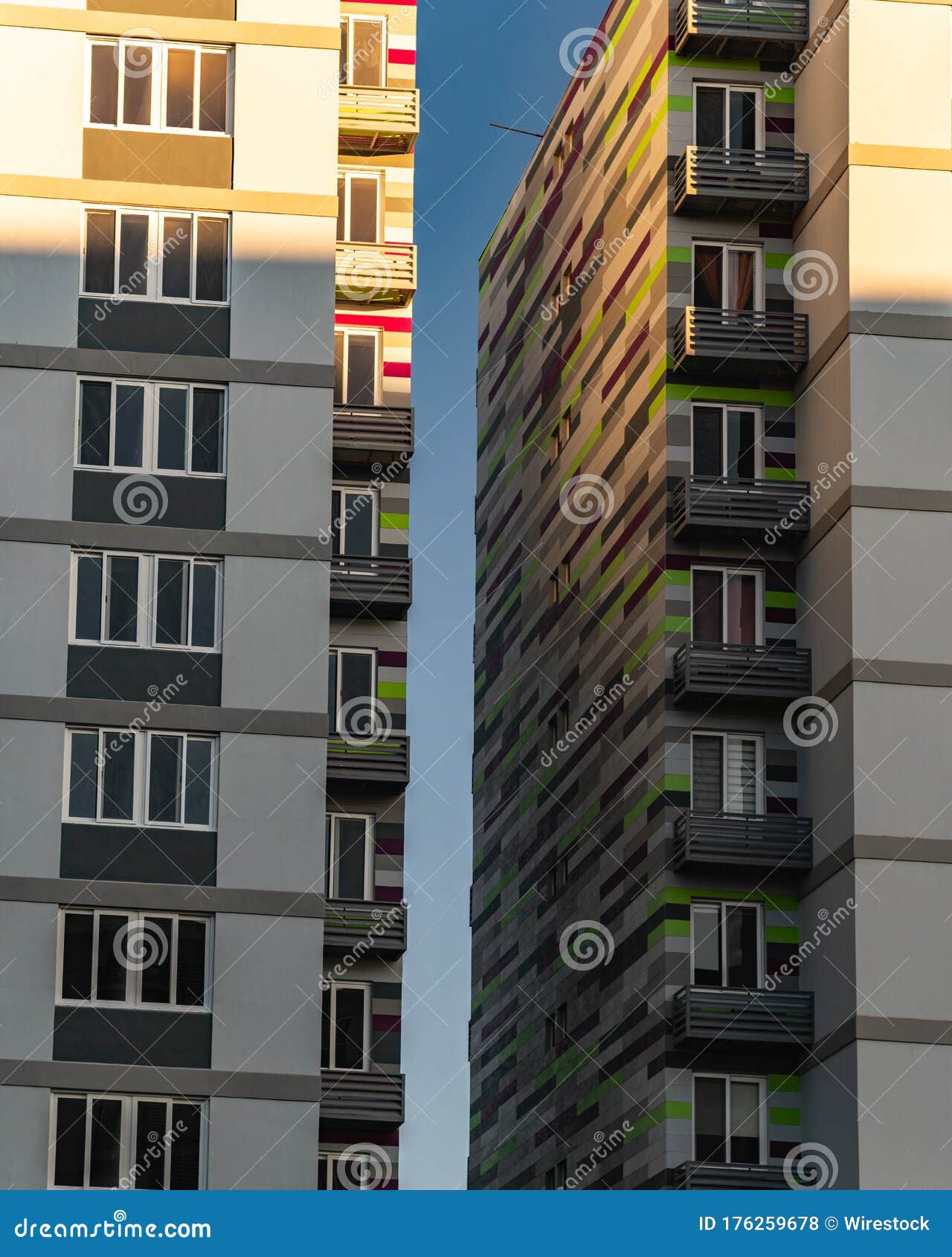 Vertical Shot of Two Skyscrapers Next To Each Other Stock Photo - Image ...