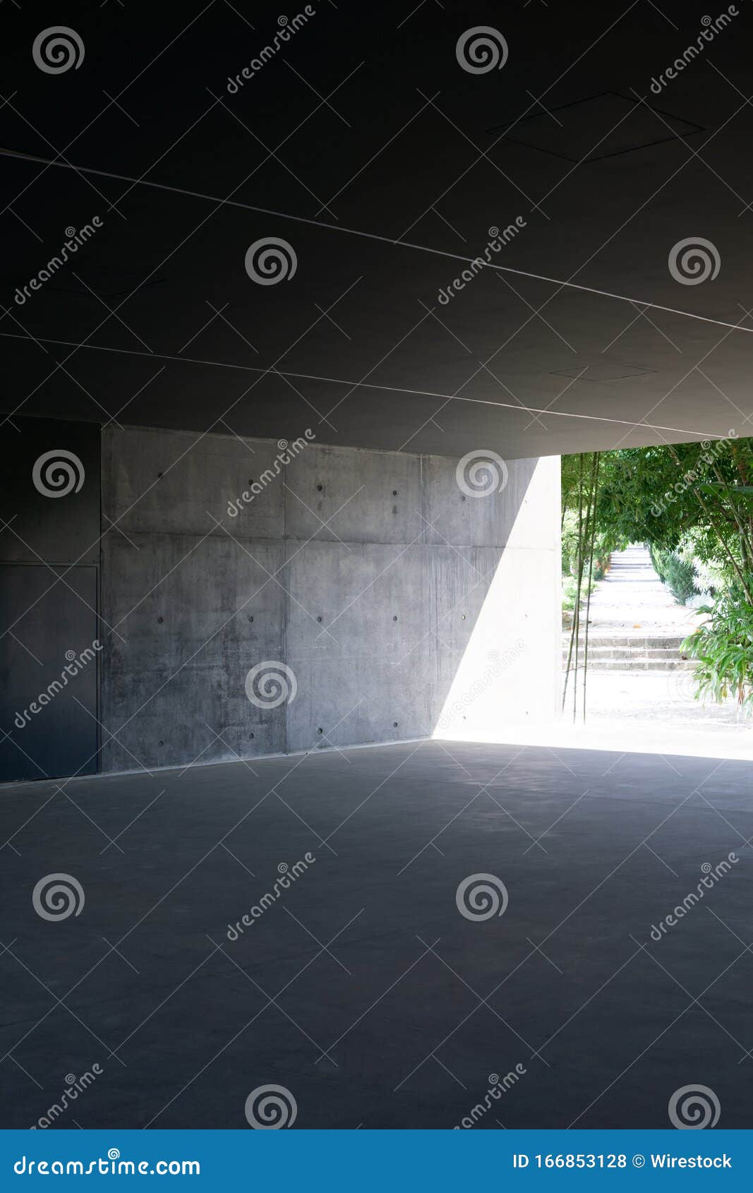 Vertical Shot of an Underpass with Grey Concrete Walls with the Sun ...