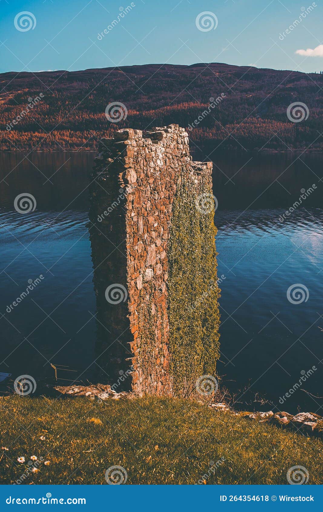 Vertical Shot of a Wall of an Old Scottish Castle on the Ness Loch ...