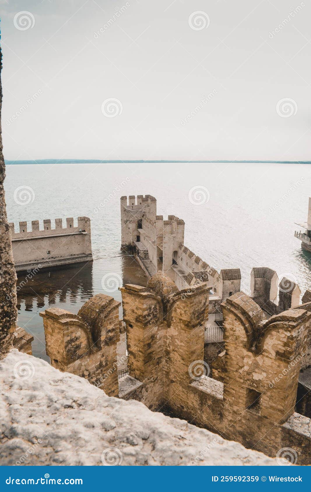 Vertical Shot of the Walls of an Old Castle on the Water Stock Image ...