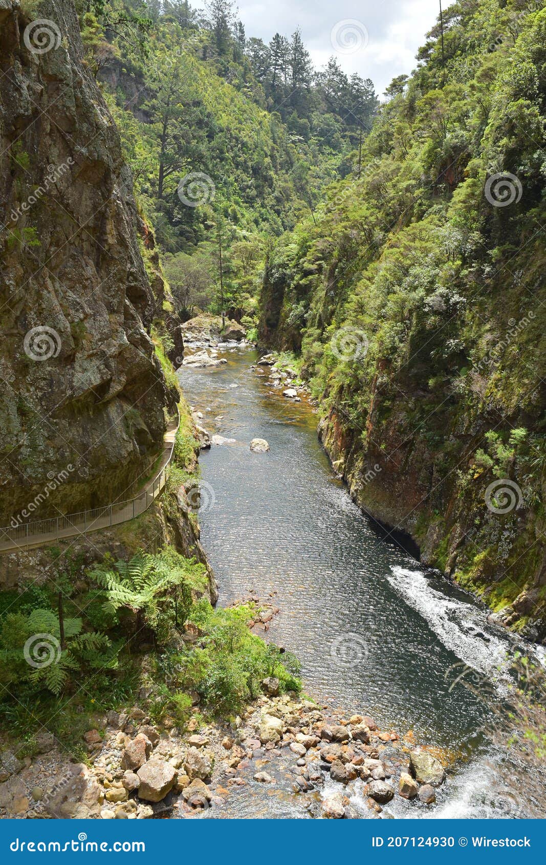 Vertical Shot of a Water Stream through Rocky Mountains Stock Photo ...