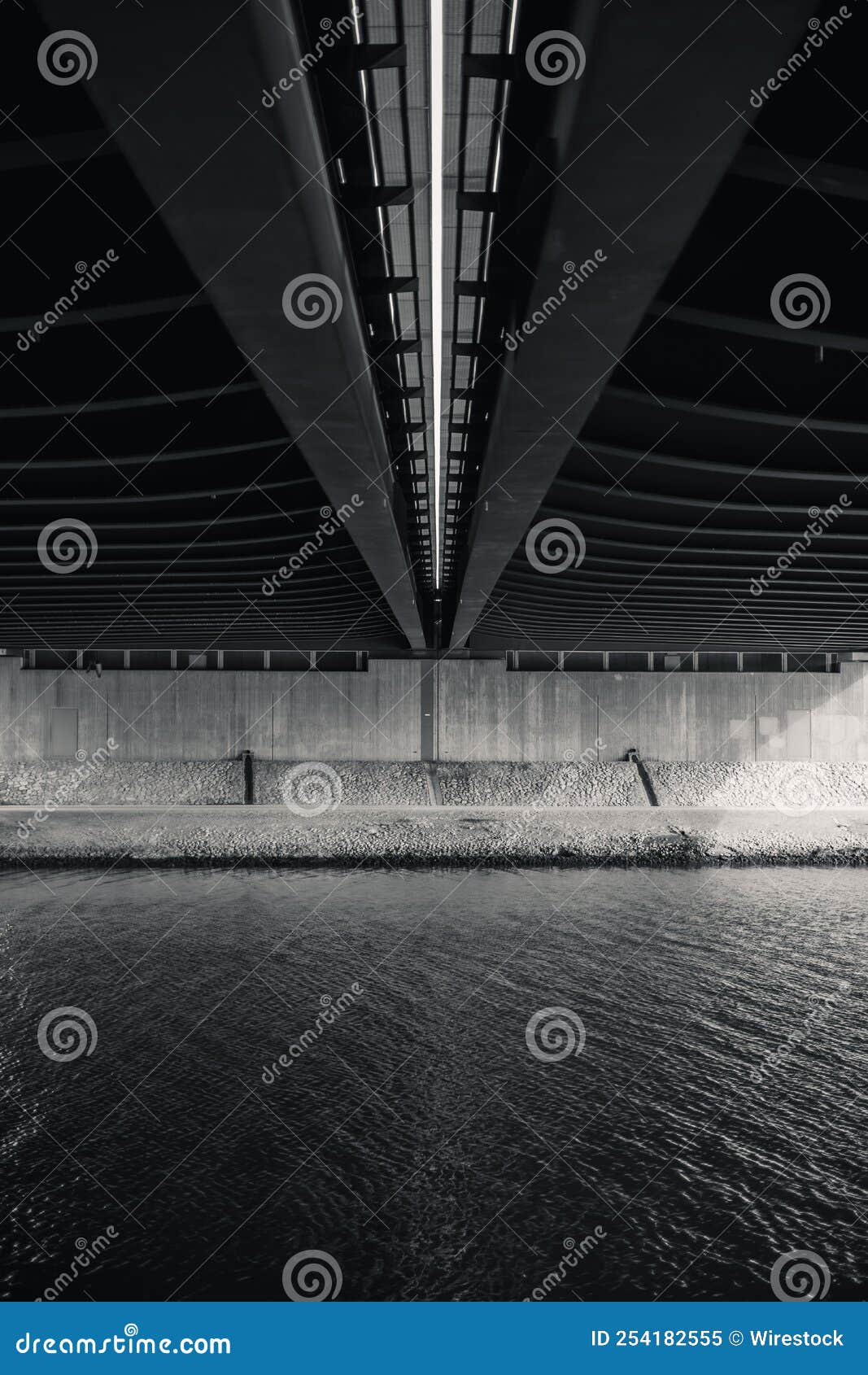 Vertical Shot of Water Under the Metal Bridge Stock Image - Image of ...