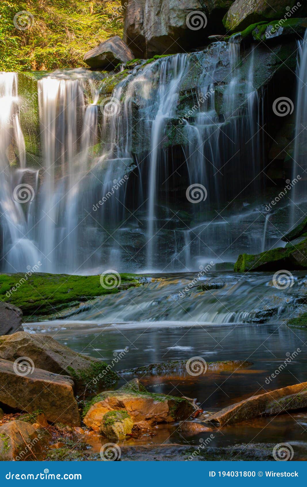 Vertical Shot of a Waterfall Stock Photo - Image of lake, foliage ...