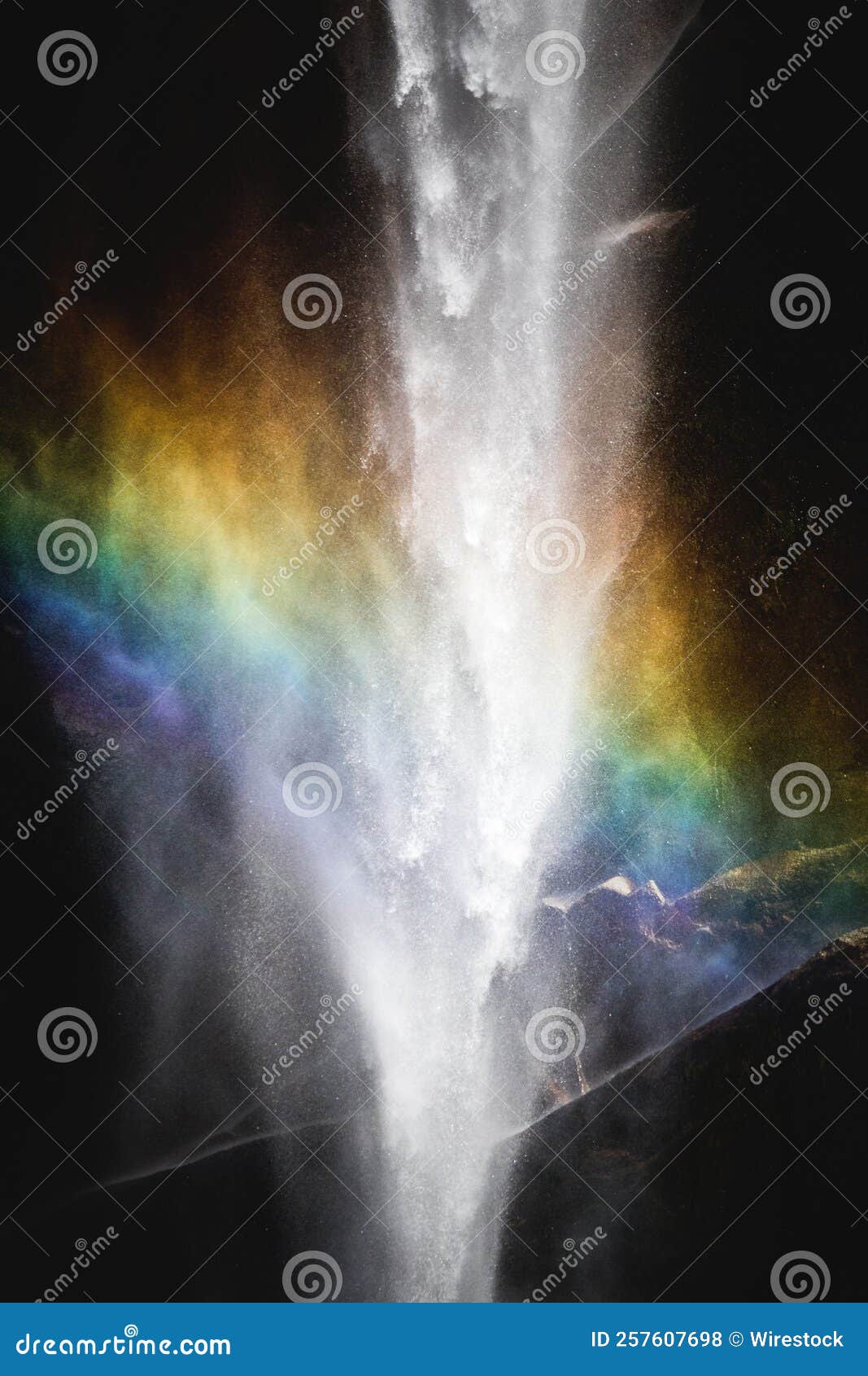 Vertical Shot of a Waterfall with Rainbow Stock Photo - Image of ...