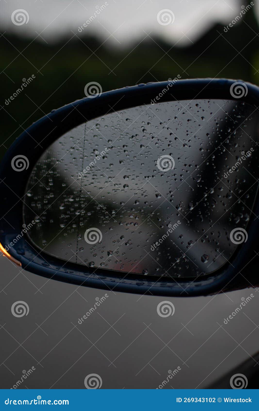 Vertical Shot of a Wet Side Mirror of a Car. Stock Photo - Image of ...