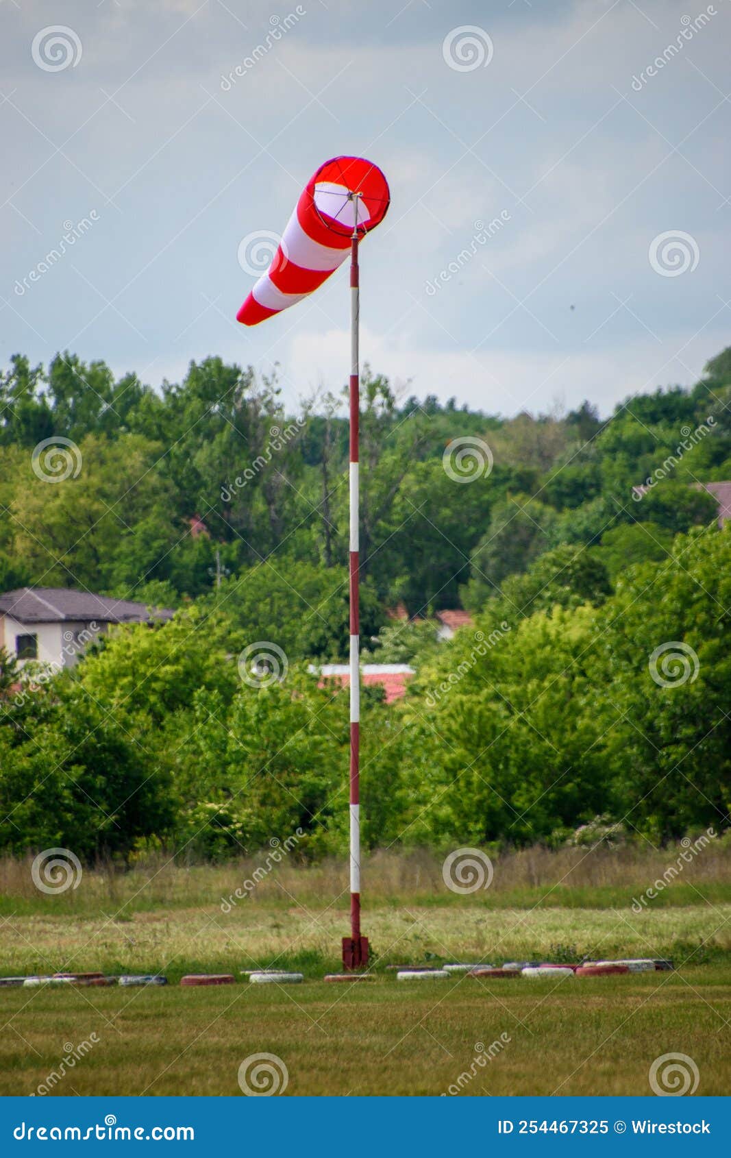 Vertical Shot of a Wind Indicator with Greenery in the Background Stock ...