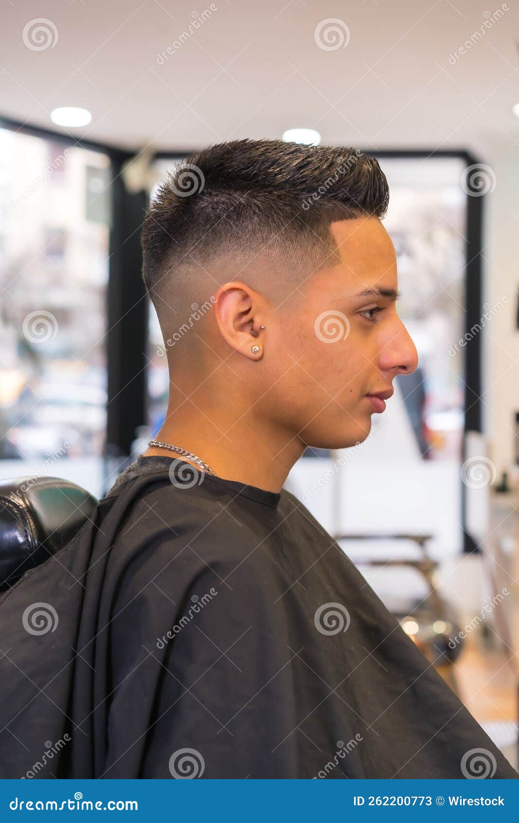 Vertical Side View of a Male with a Fresh Haircut Stock Image - Image ...