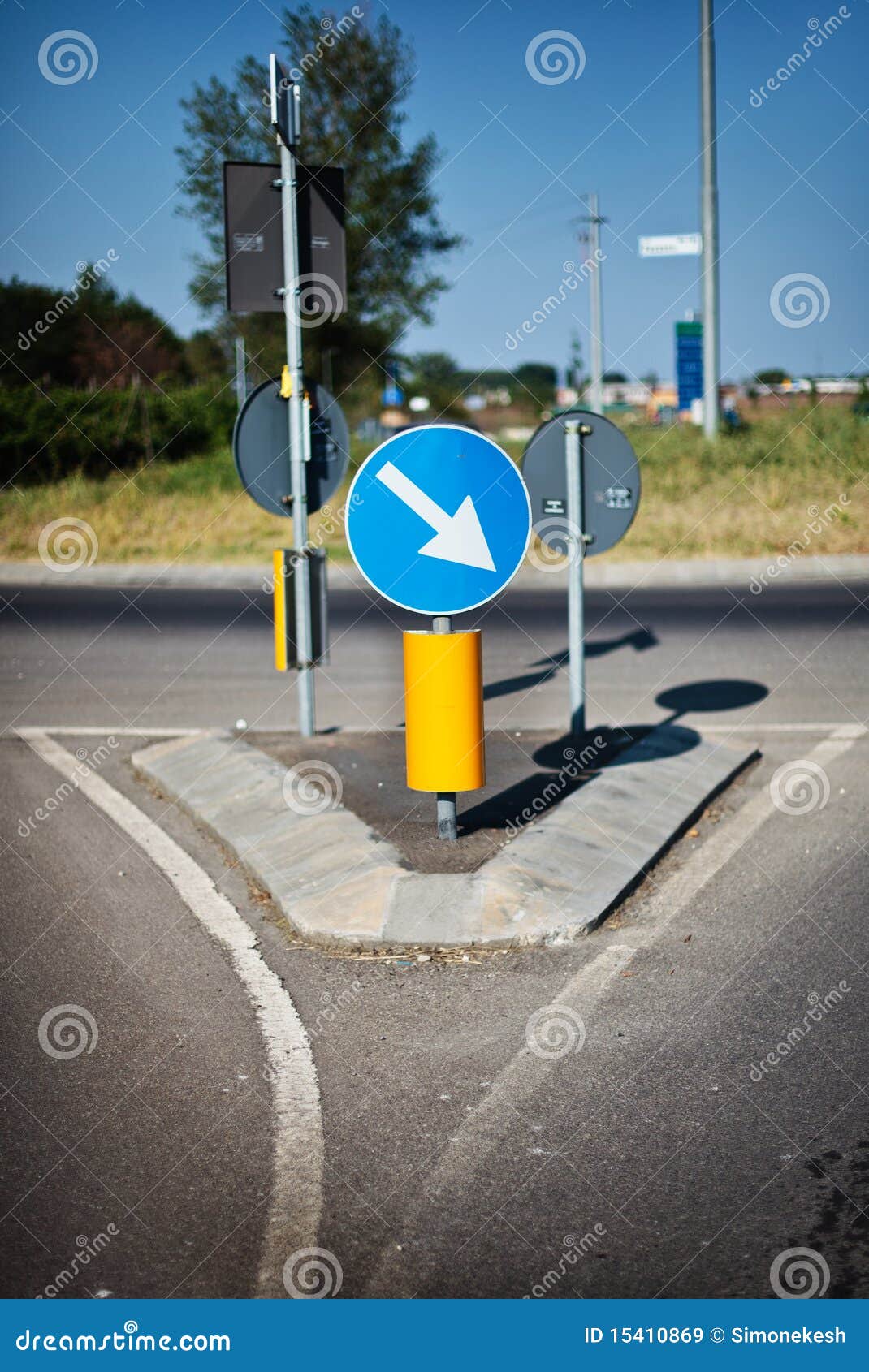 Vertical Signal Near Roundabout Stock Image - Image of clay ...