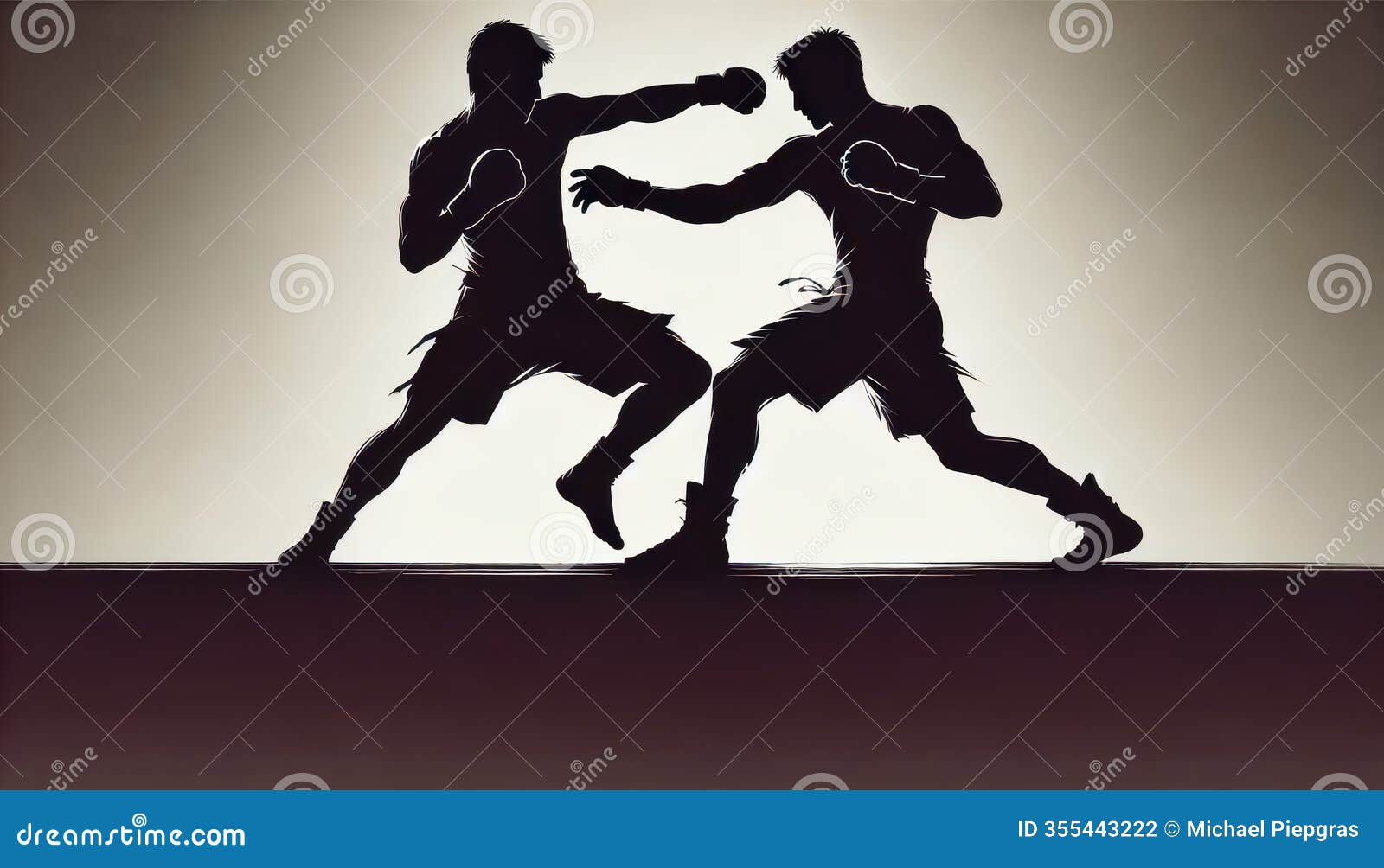 A Vertical Silhouette of Two Men Engaged in Combat Shown in Dramatic ...