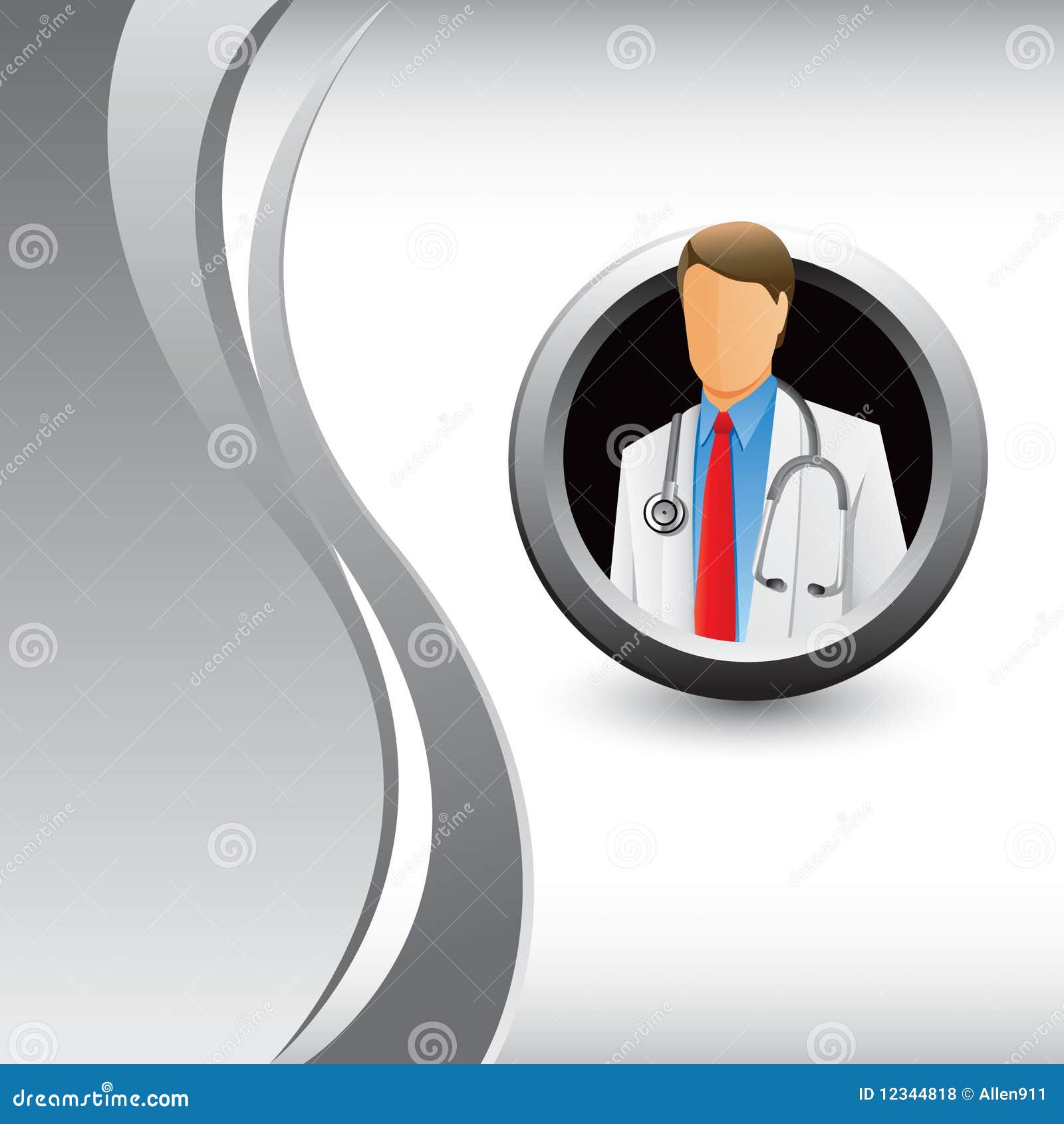 Vertical Silver Wave Backdrop with Medical Doctor Stock Vector ...