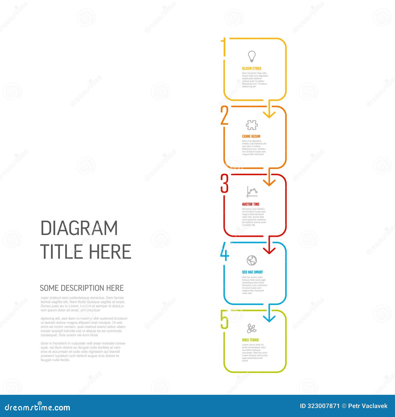 Vertical Simple Five Steps Infographic Schema Template Stock Vector ...