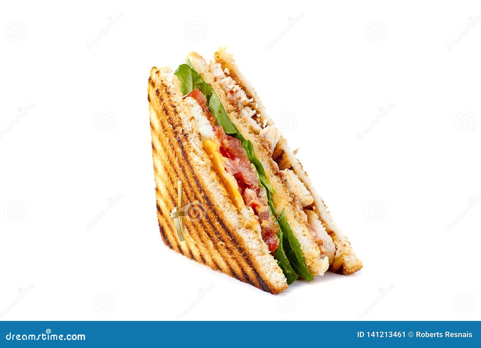 Vertical Slice of Club Sandwich on White Stock Image - Image of ...