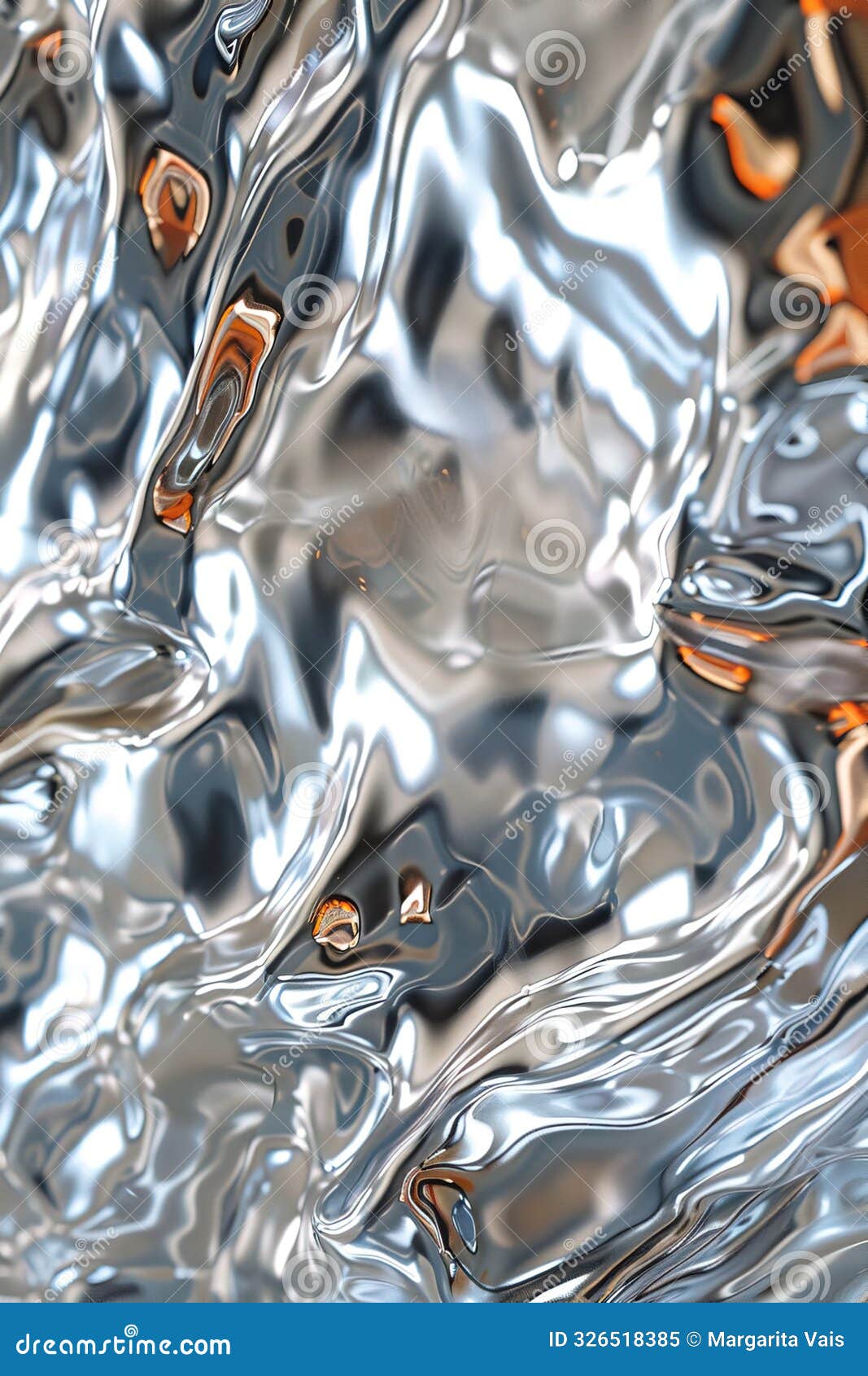 Vertical Smooth Detailed Texture of Shimmering Liquid Metallic Surface ...