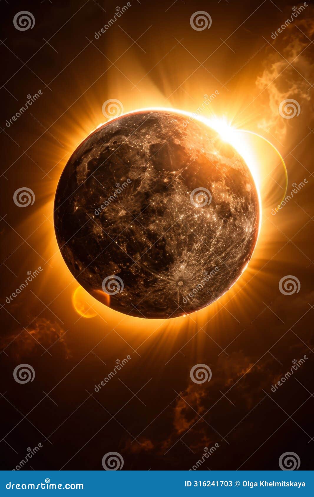 Vertical Solar Eclipse Phenomenon in a Clear Sky, Astronomy Concept for ...