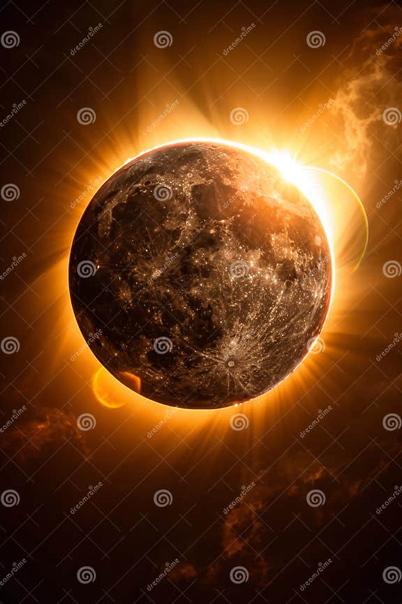Vertical Solar Eclipse Phenomenon in a Clear Sky, Astronomy Concept for ...
