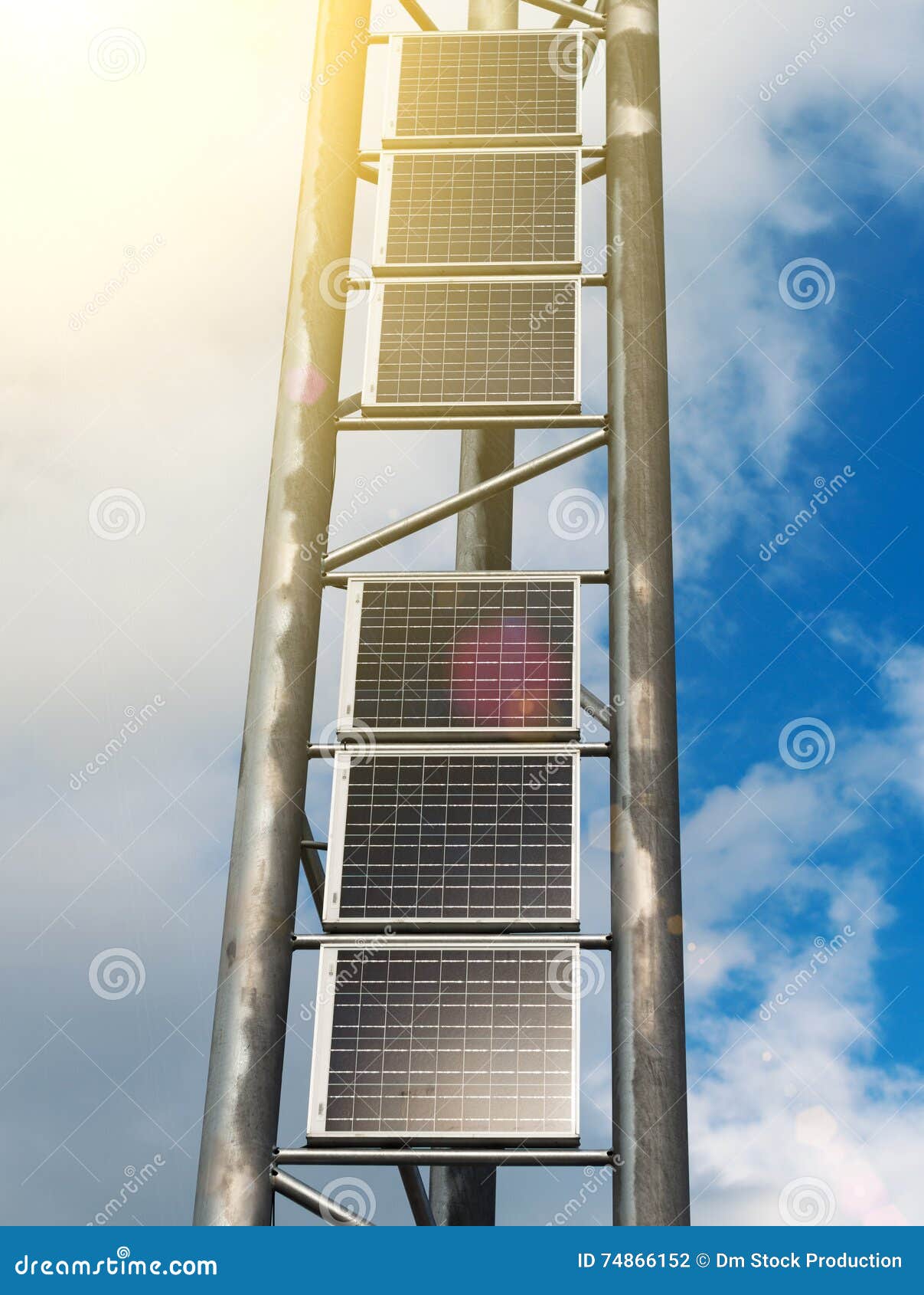 Vertical solar panels. stock photo. Image of conversion - 74866152