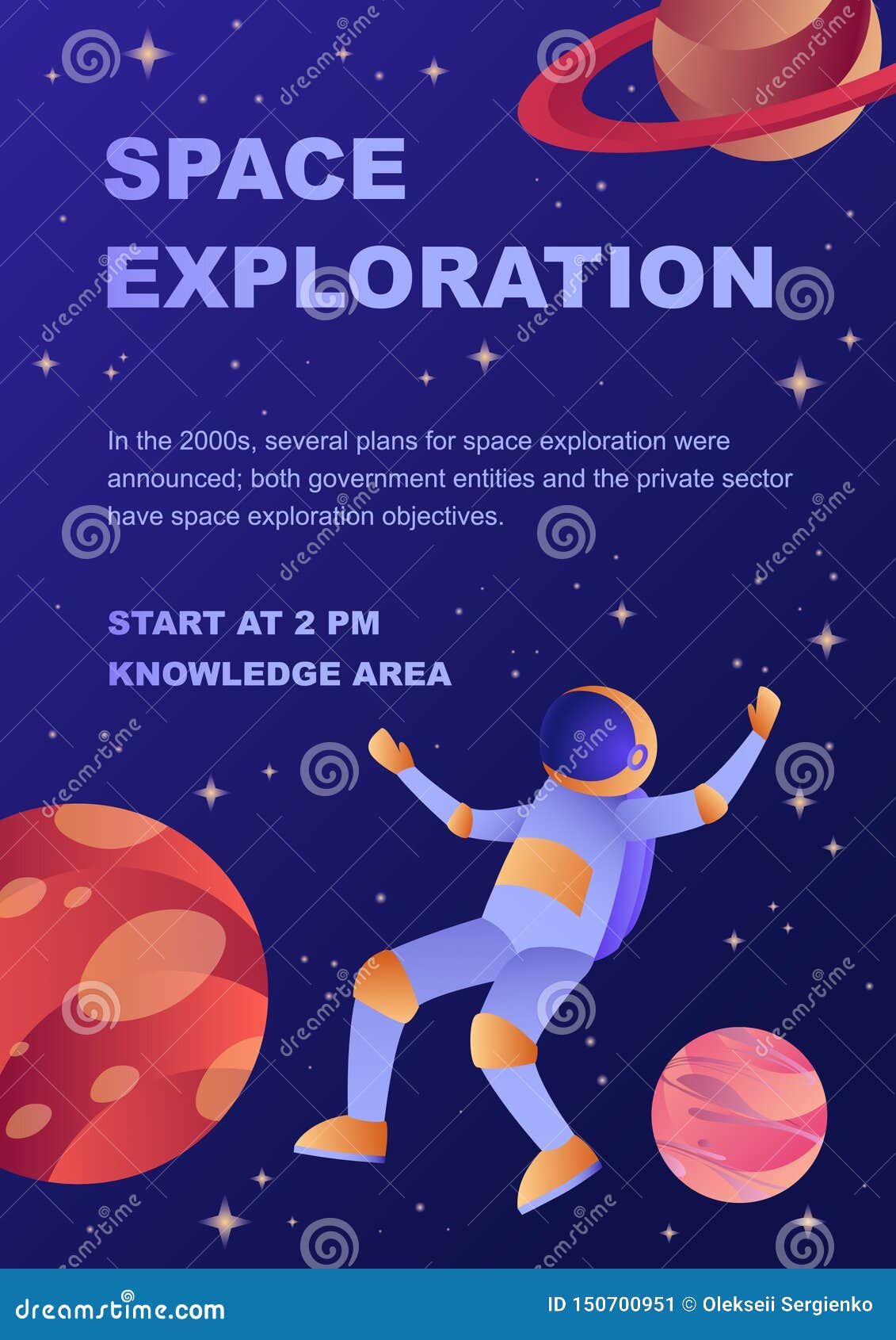 Vertical Space Exploration Conference Flyer Template Stock Vector ...