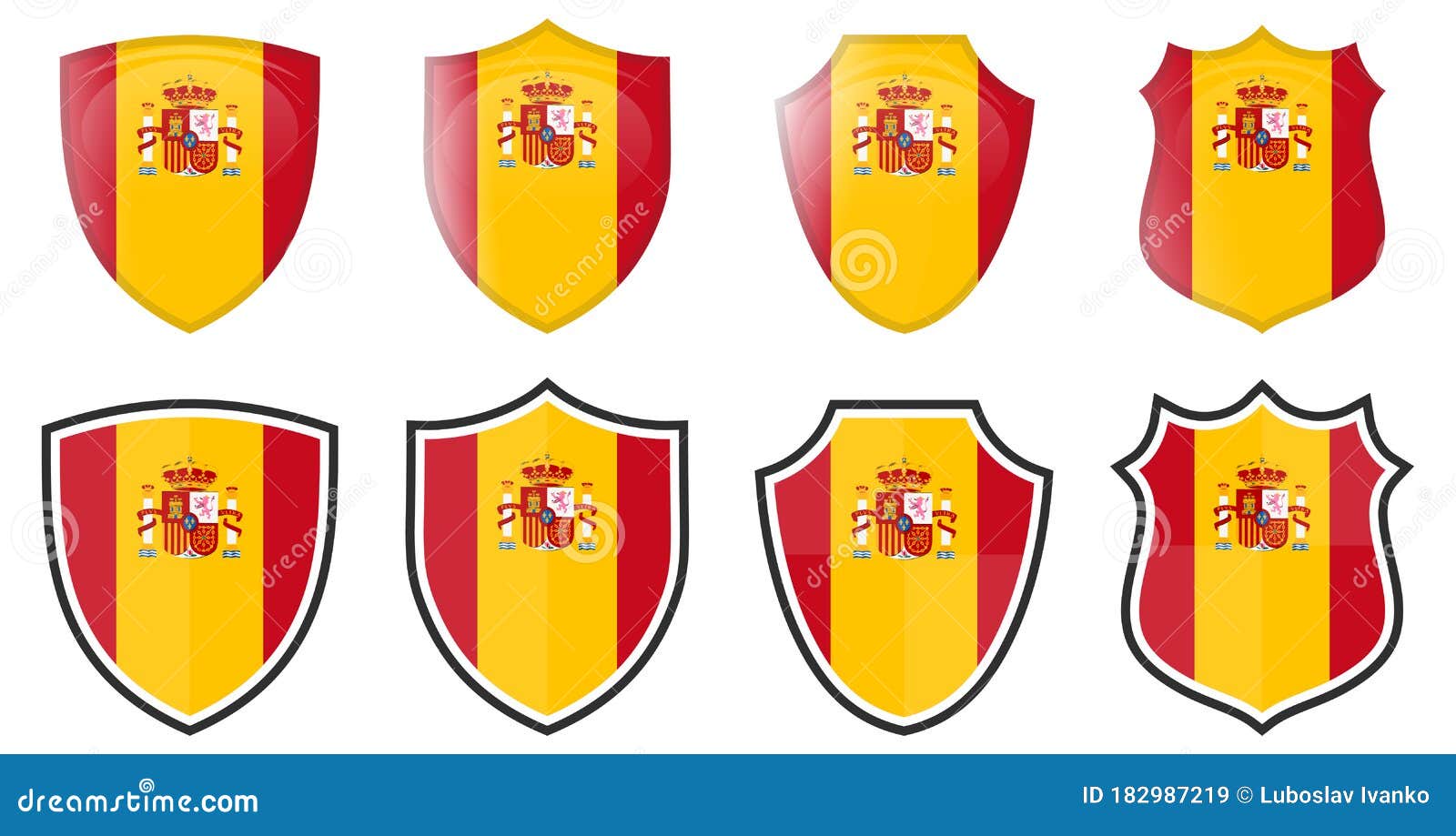 Vertical Spain Flag in Shield Shape, Four 3d and Simple Versions ...