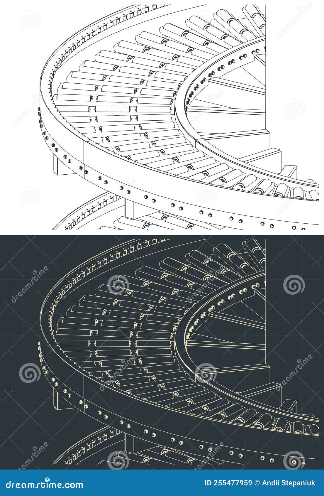 Vertical Conveyor Isometric Drawings Vector Illustration ...