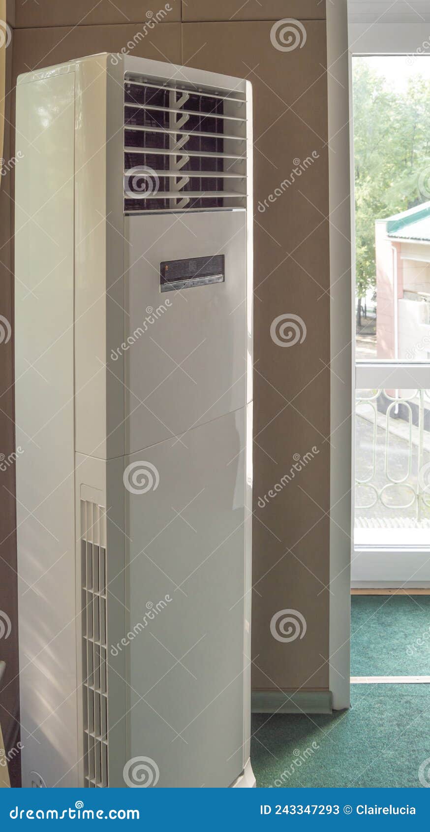 Vertical Split System Column Air Conditioner Close-up for Office ...