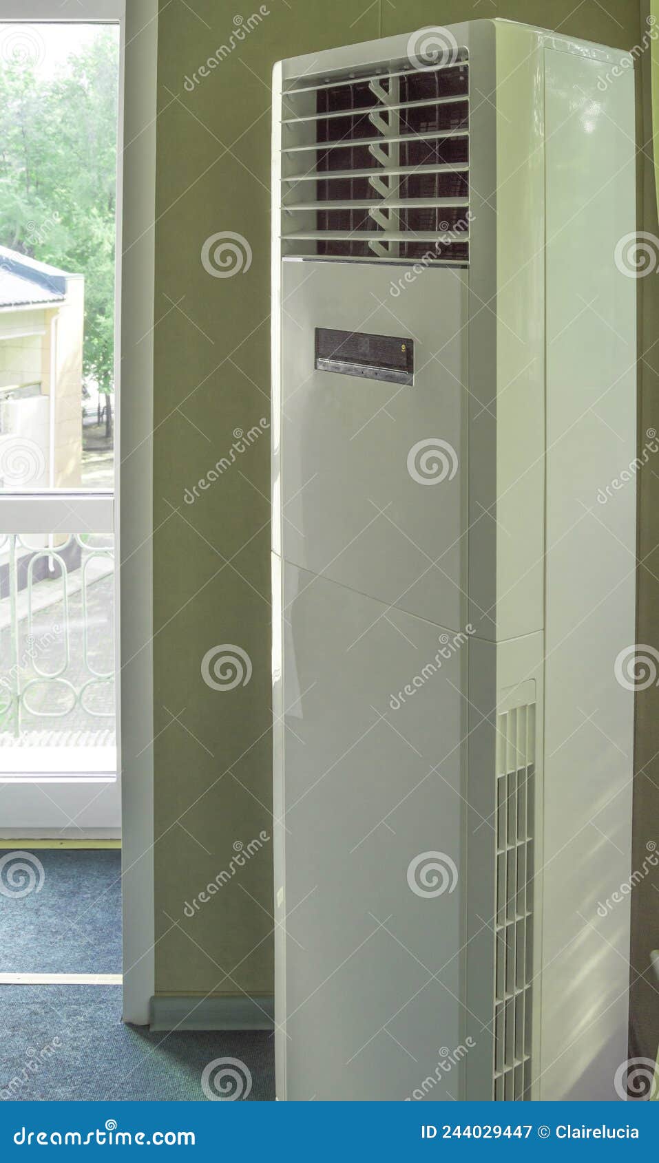 Vertical Split System Column Air Conditioner Close-up for Office ... Vertical Split System Column Air Conditioner Close-up for Office ...